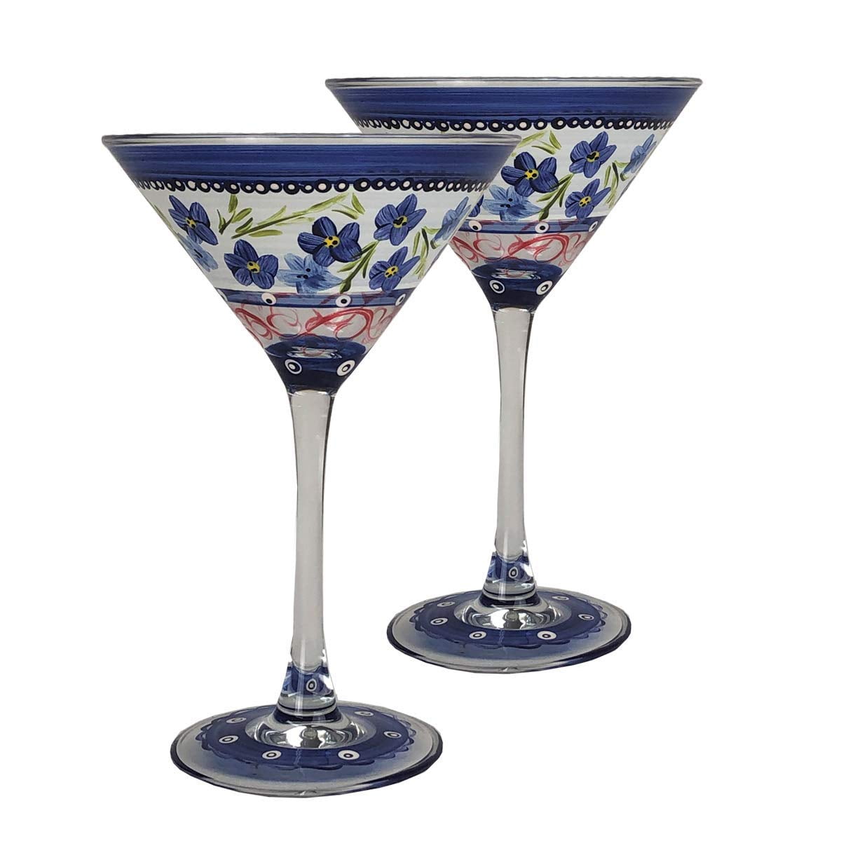 Golden Hill Studio Hand Painted Martini Glasses Set of 2 - Barcelona ...