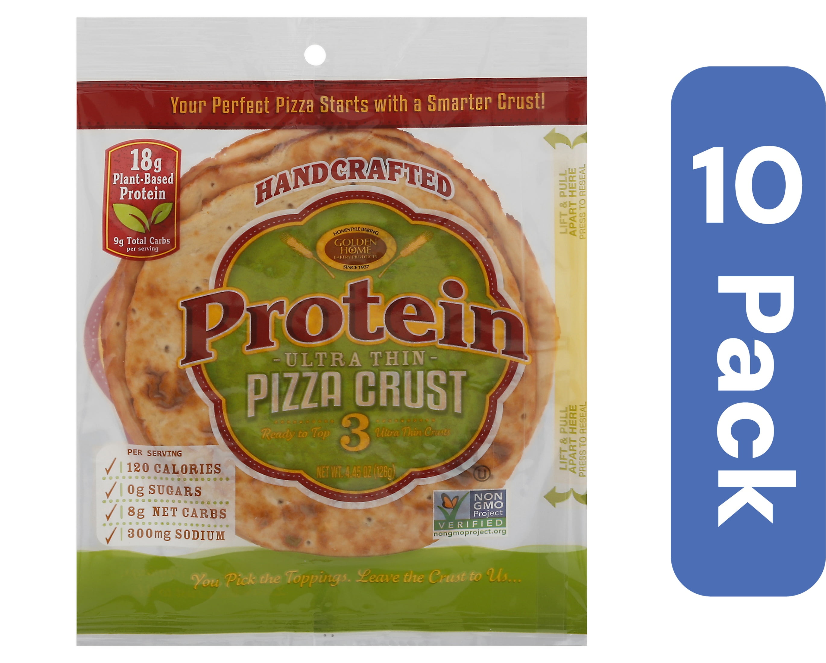 Golden Home Protein Pizza Crust 7 in 4.45 oz (Pack Of 10) - Walmart.com