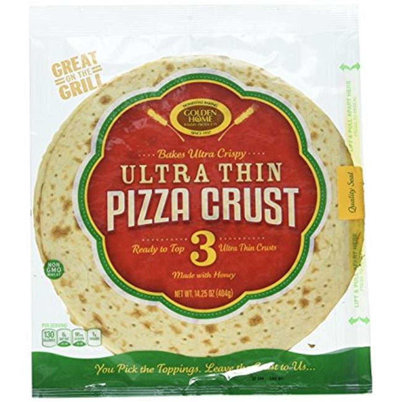 Golden Home Ultra Thin 12-inch Round Pizza Crust, 14.25 Oz, 3 Pack ...