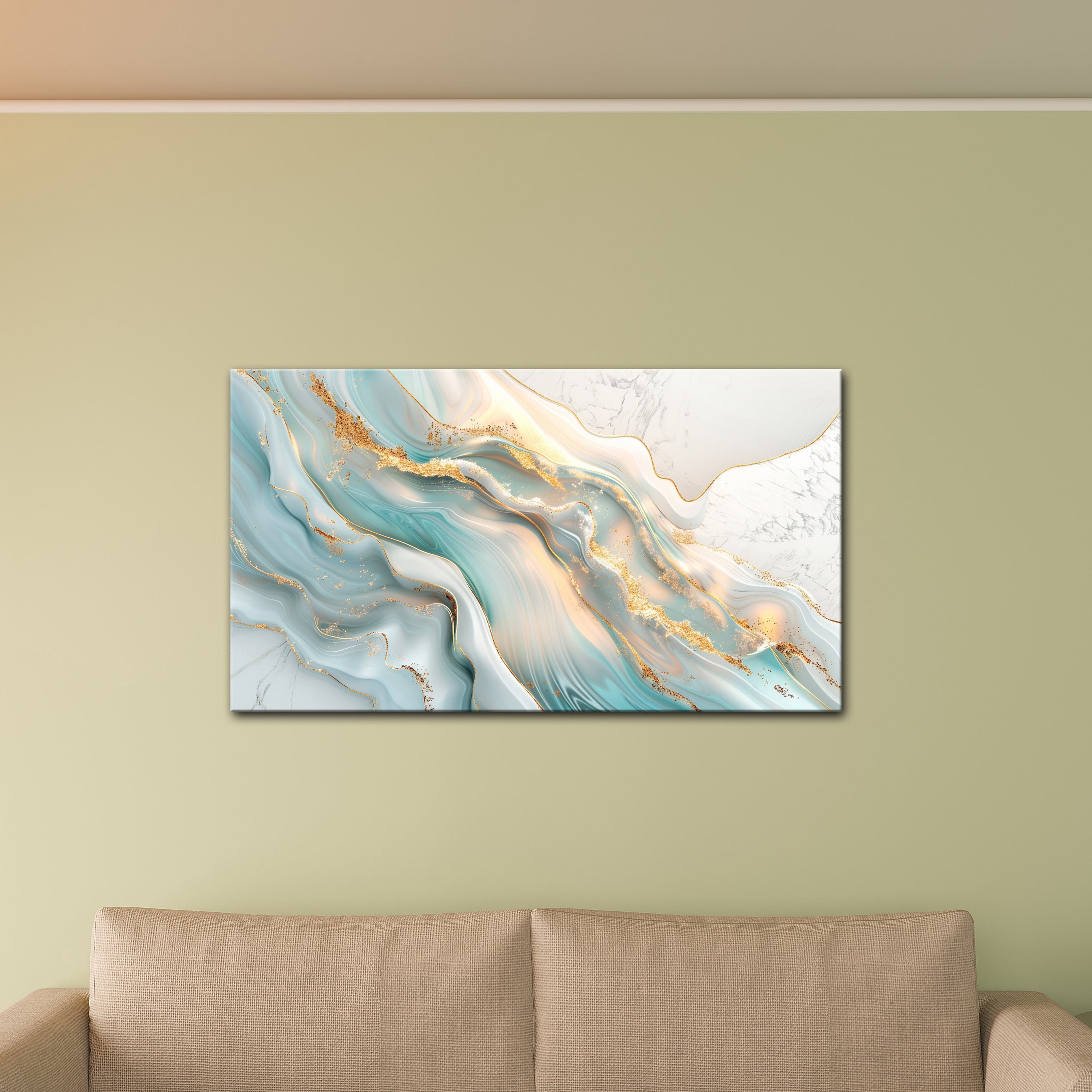 Golden Horizon- Flowing Textures in Blue and Gold (16"x24" customizable ...