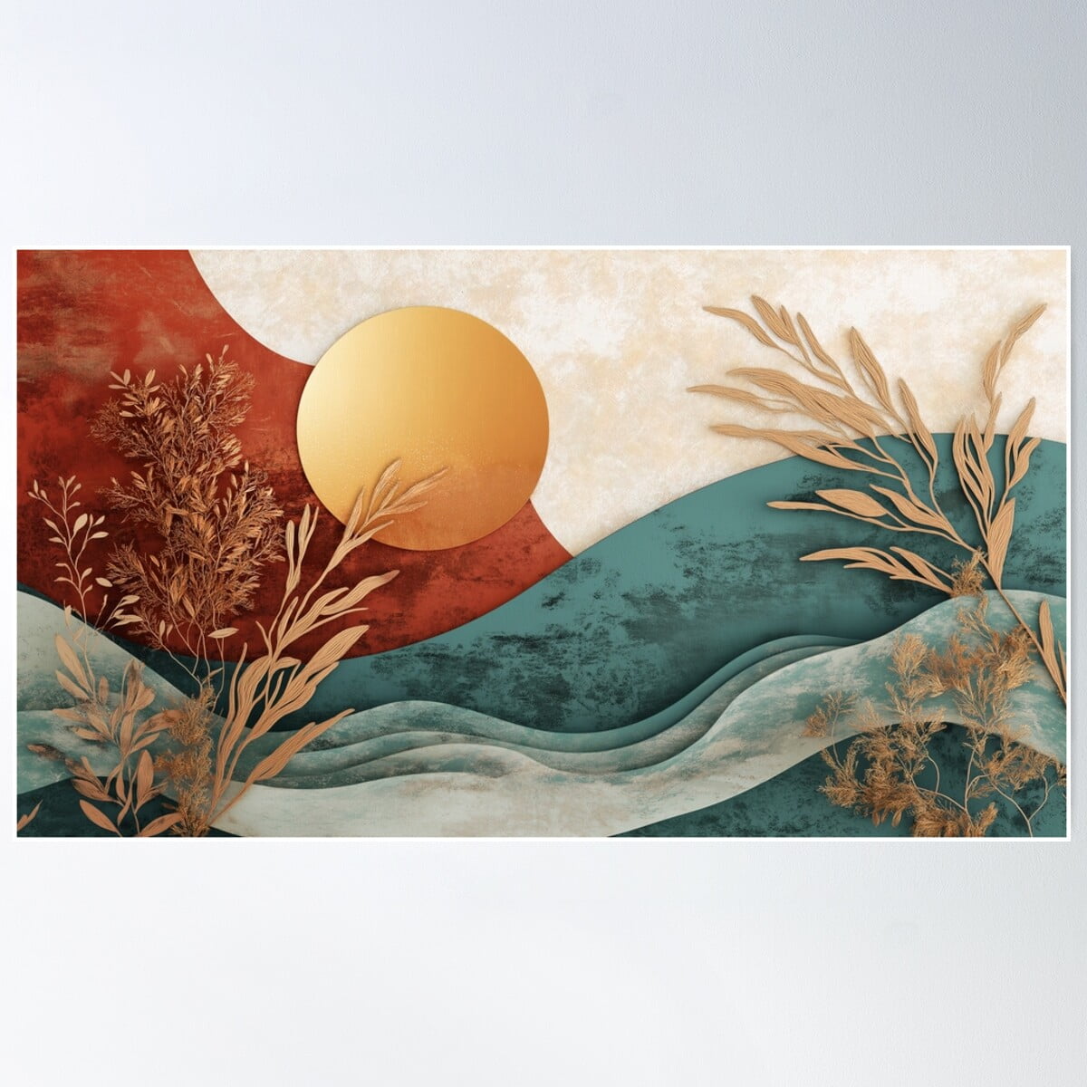 Golden Horizon – Minimalist Nature And Sun Abstract Art Poster Wall Art ...