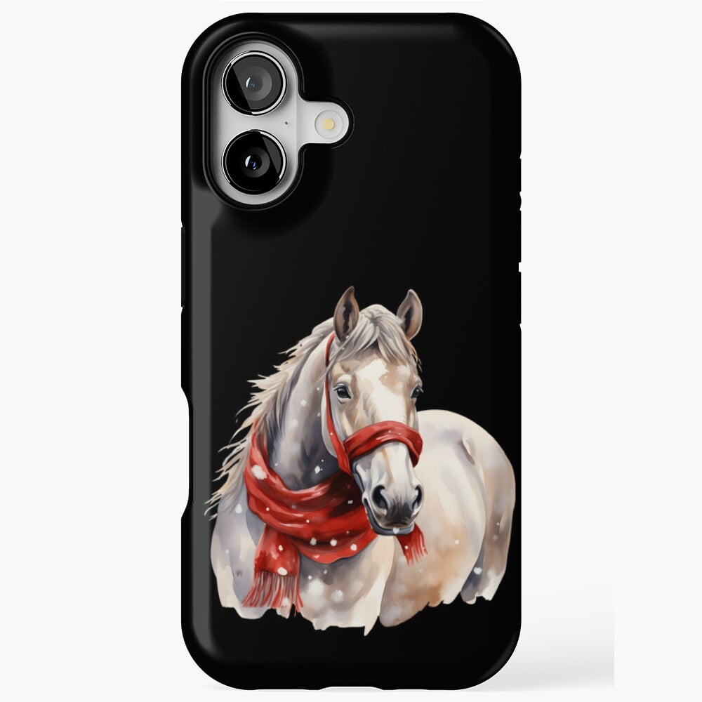Golden Horse with Red Ribbon Floral Phone Case with iPhone 17 to 11 Pro ...