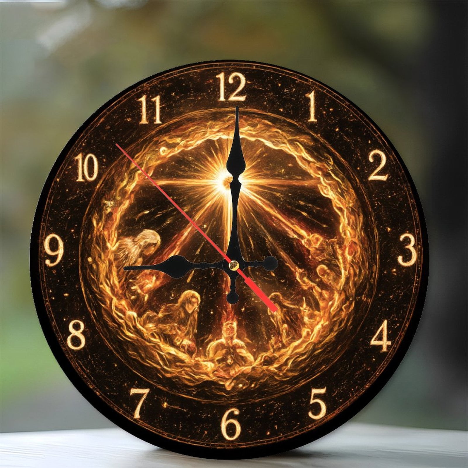 Golden Hour Clock Wall Art Home Decor 10-Inch Silent Wooden Wall Clock ...