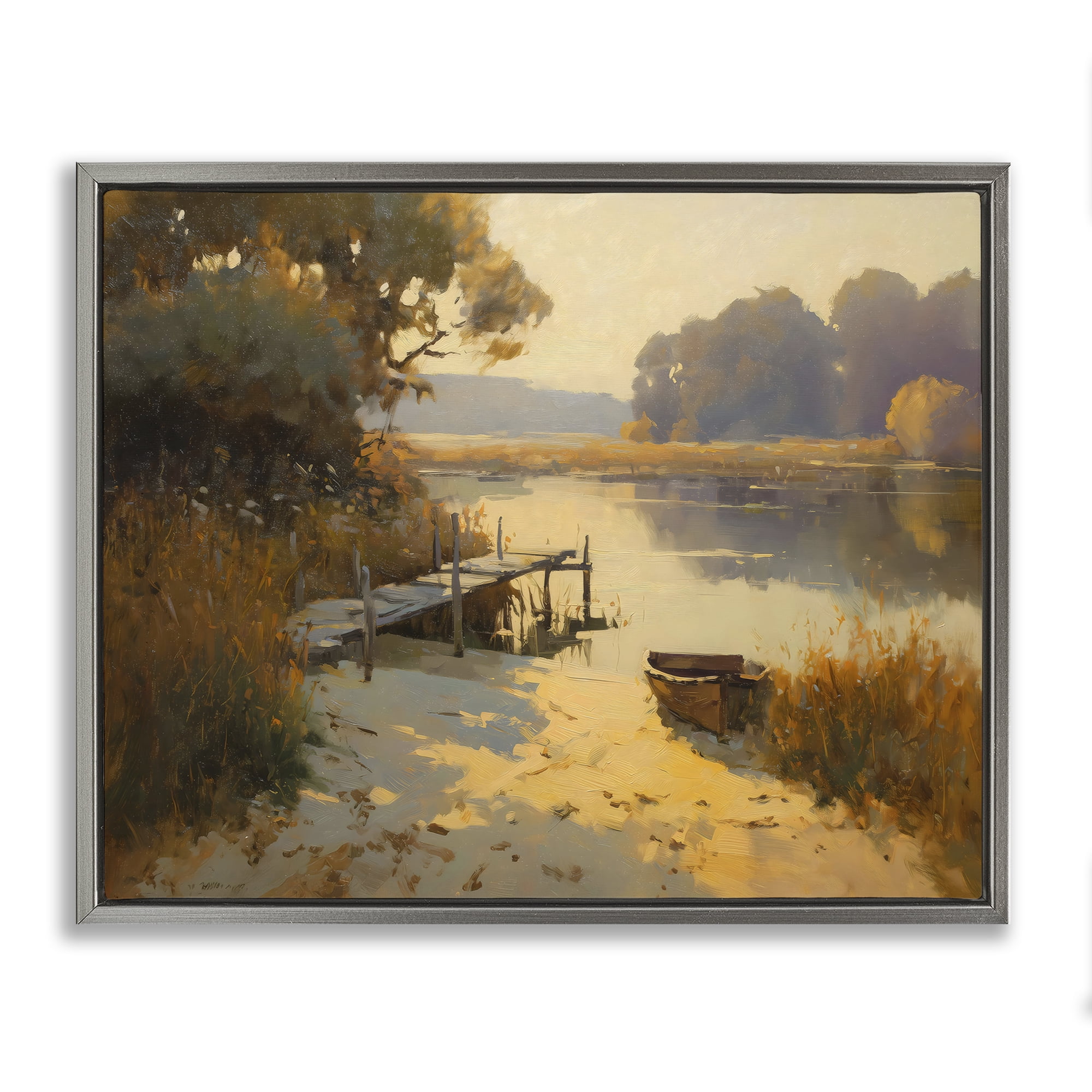 Golden Hour in Autumn Gray Framed Floater Canvas Wall Art, design by ...