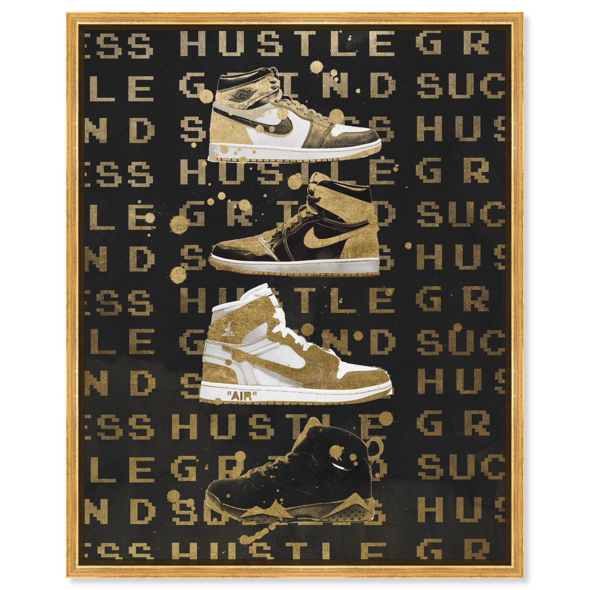 Golden Hype Sneakers Canvas Trendy Sneaker Art by Art Remedy, Gold ...