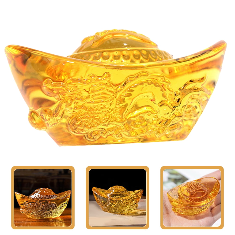 Golden Ingot Decoration Chinese Ingot Craft Ornament Yuan Bao Decor ...