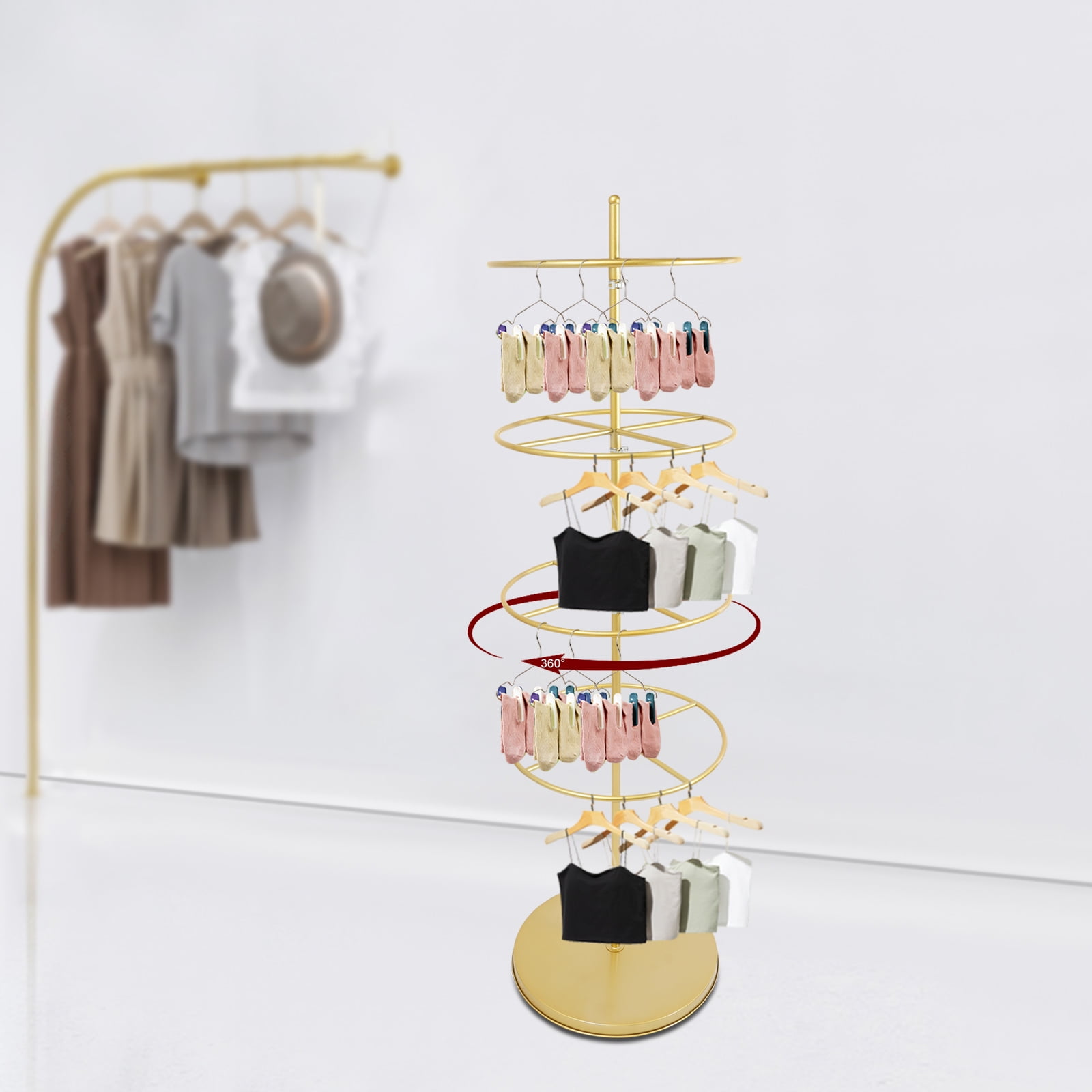 Golden Iron 175cm High 4-Story Rotating Display Stand Ring 360 Rotating ...