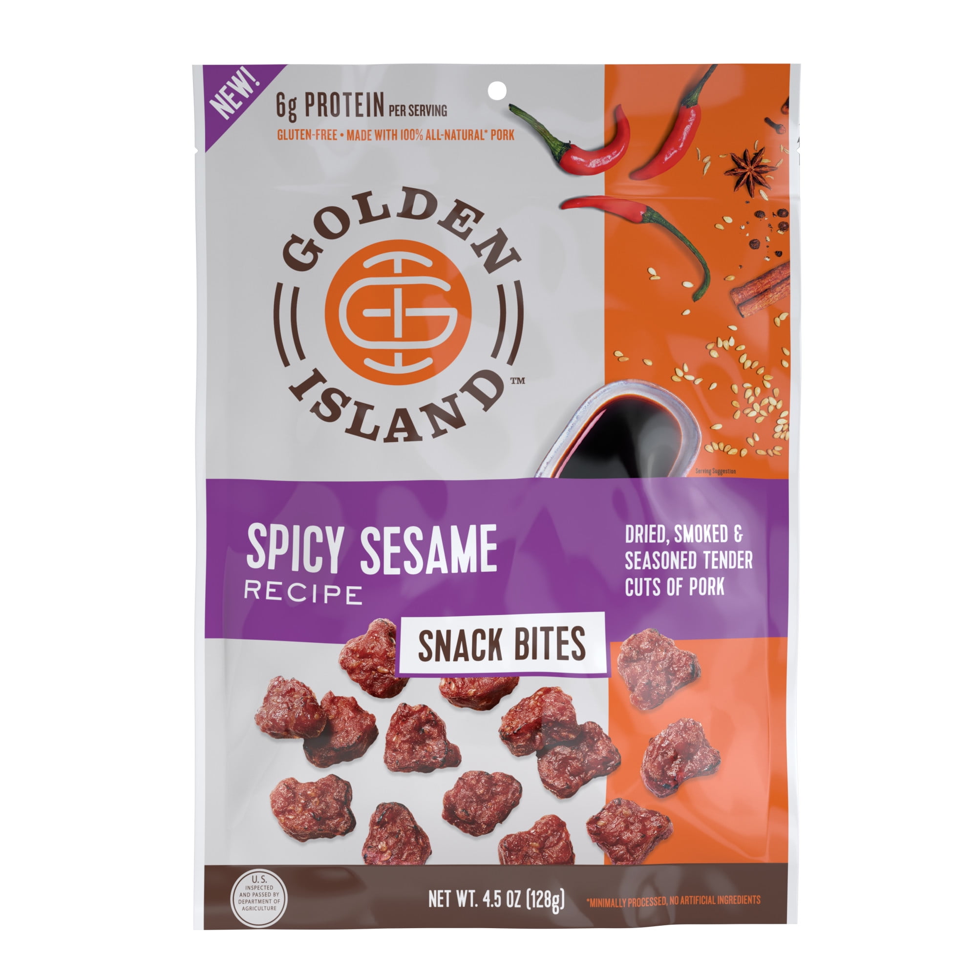 Golden Island Gluten Free Spicy Sesame Barbecue Pork Snack Bites 4.5oz ...
