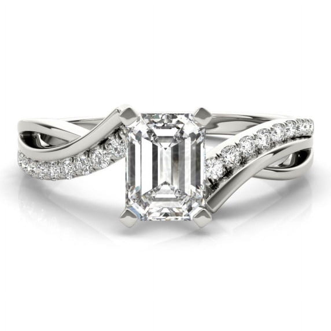 Golden Jewel 1.7 Ct Emerald Cut Solitaire Ring - Bypass Swirl Design ...