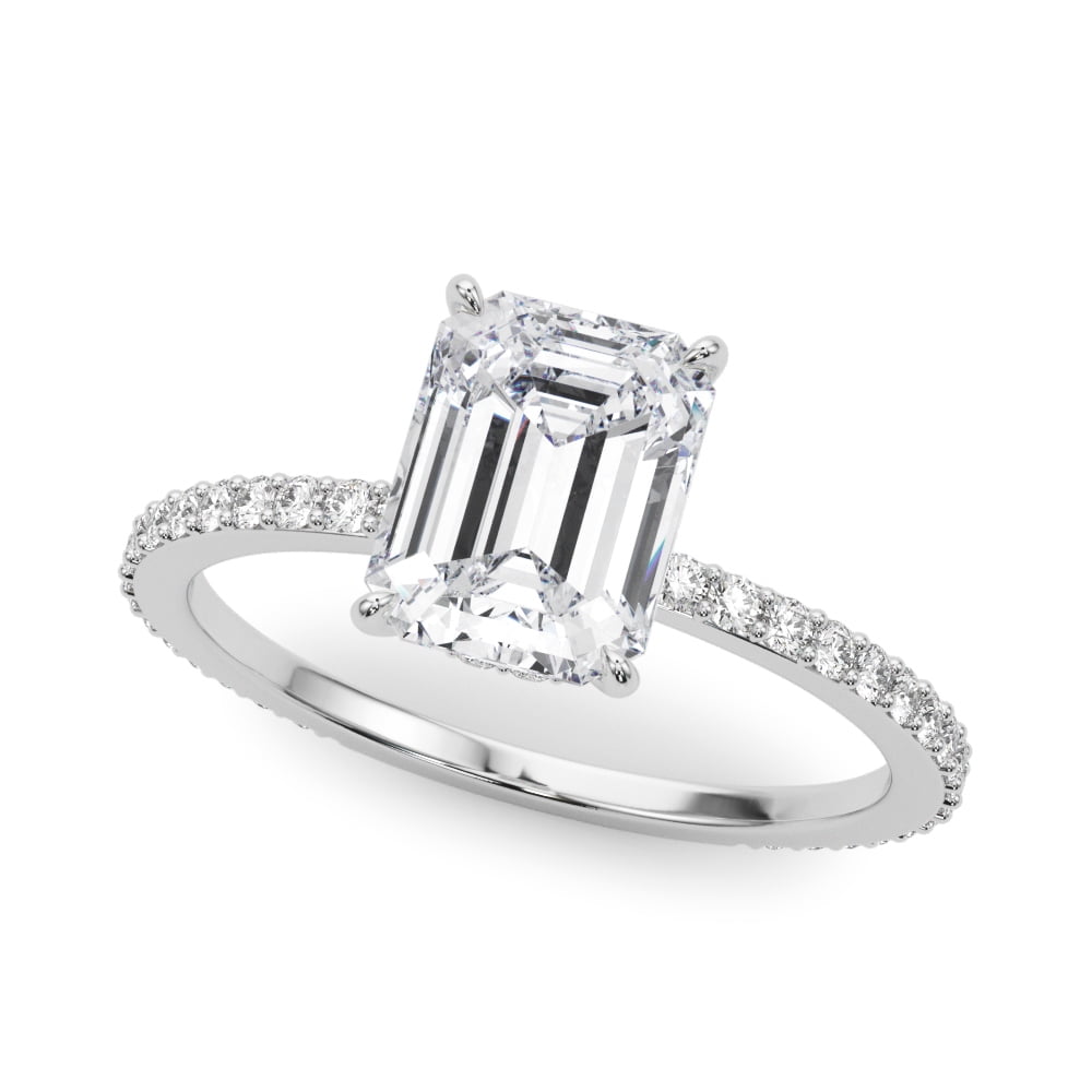 Golden Jewel 2.2 Ct Emerald Cut Moissanite Halo Engagement Ring - 14K ...