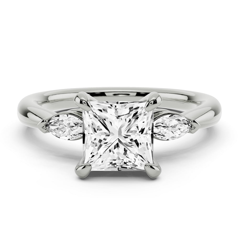 Golden Jewel Princess Cut Engagement Ring - 1.9 Ct 14K White Gold ...