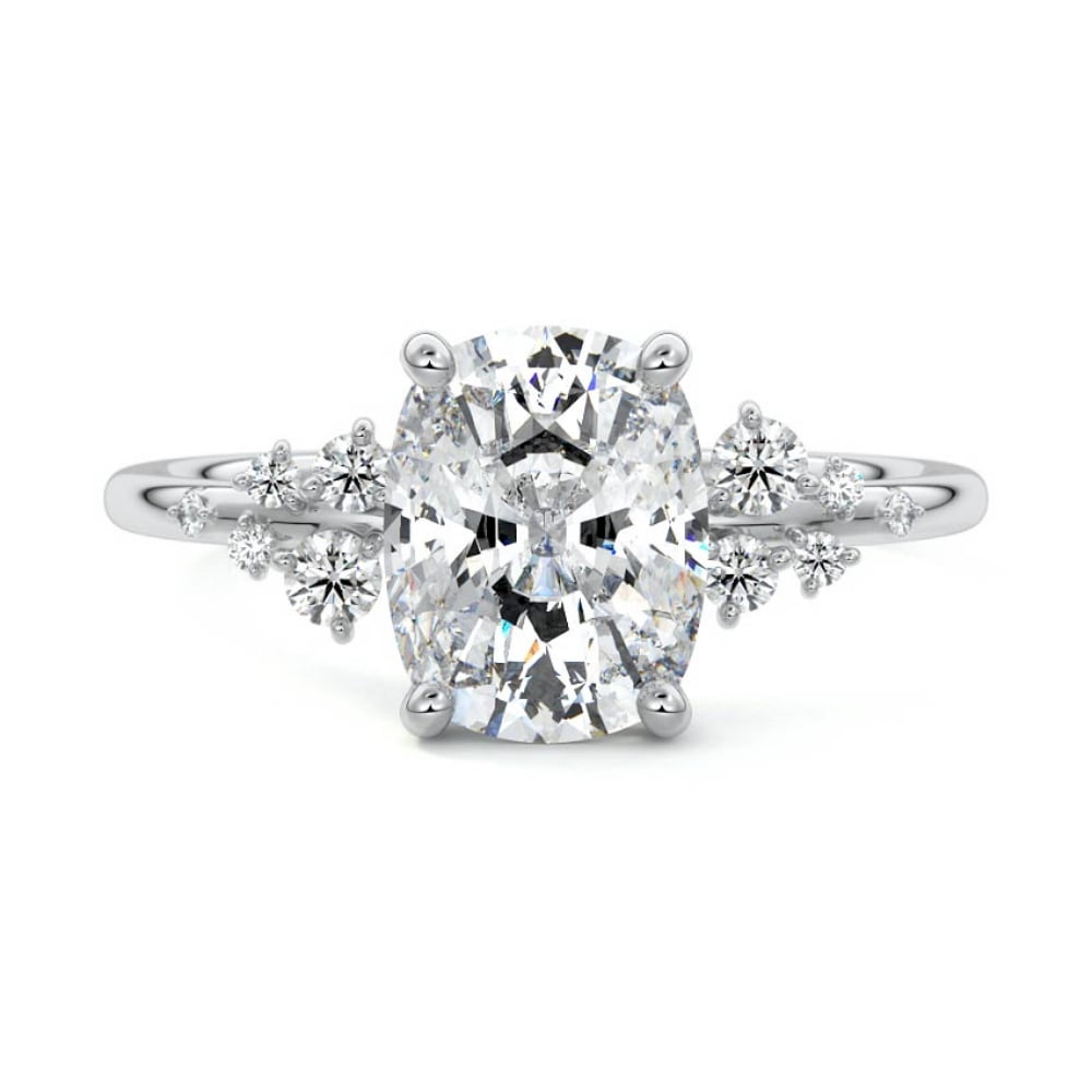 Golden Jewel White Gold Over 14K Silver Diamond Ring - Cushion Cut ...