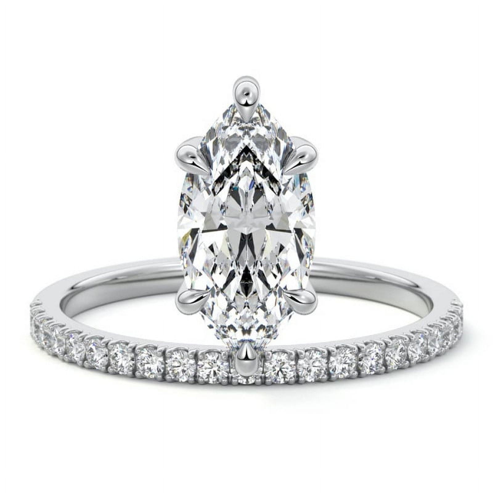 Golden Jewel White Gold Over 14k Silver Diamond Ring - 2 Ct Marquise ...