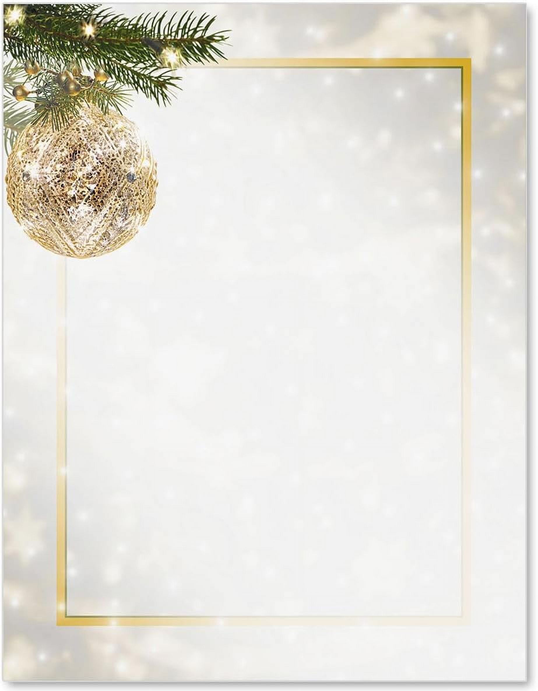 Golden Jeweled Ornament Christmas Holiday Winter Theme Stationery ...