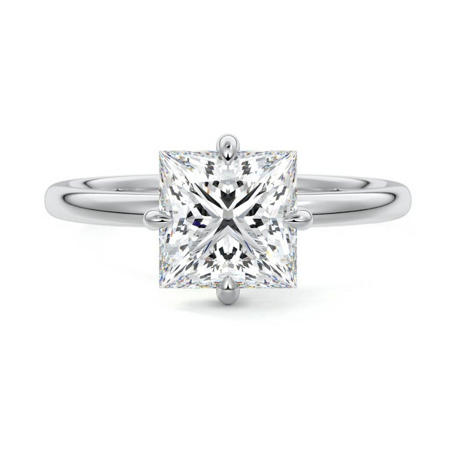 Golden Jewelry 2 Ct VVS1/E-F Princess Cut Moissanite Ring - 14K White ...