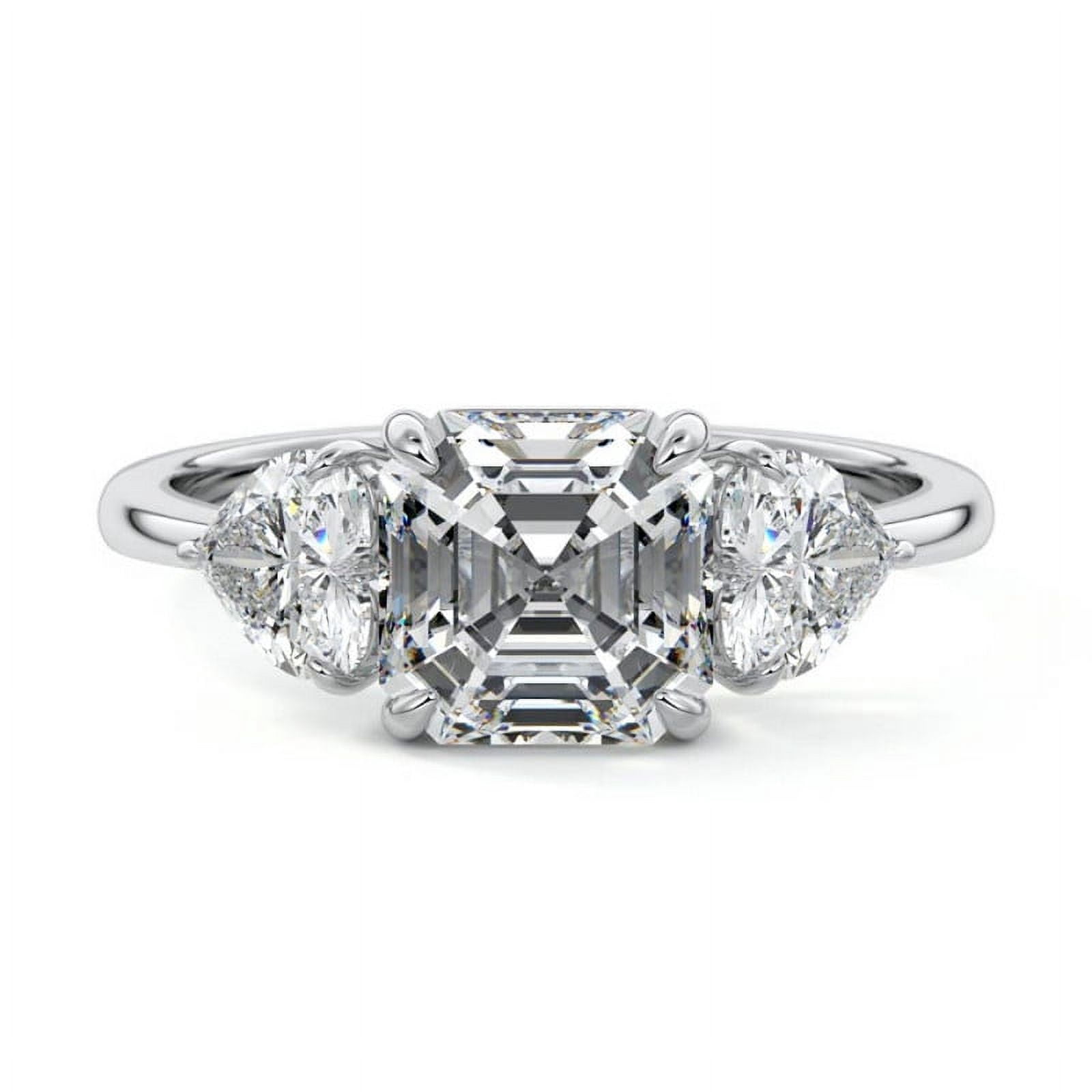Golden Jewelry Excellent 2 Ct Asscher Cut Moissanite Ring - 14K White ...