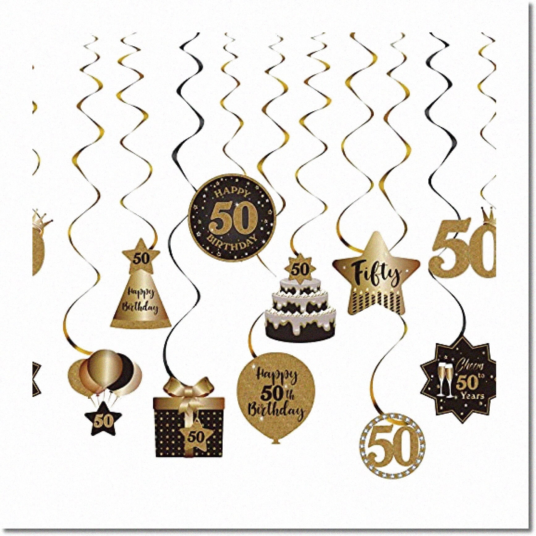 Golden Jubilee Celebration Hanging Swirls - Vibrant 50th Birthday Party ...