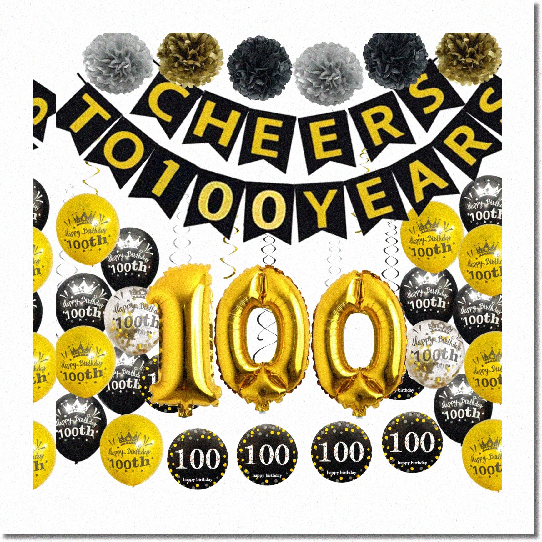 Golden Jubilee Celebration Kit: Glittery Cheers to 100 Years Banner ...