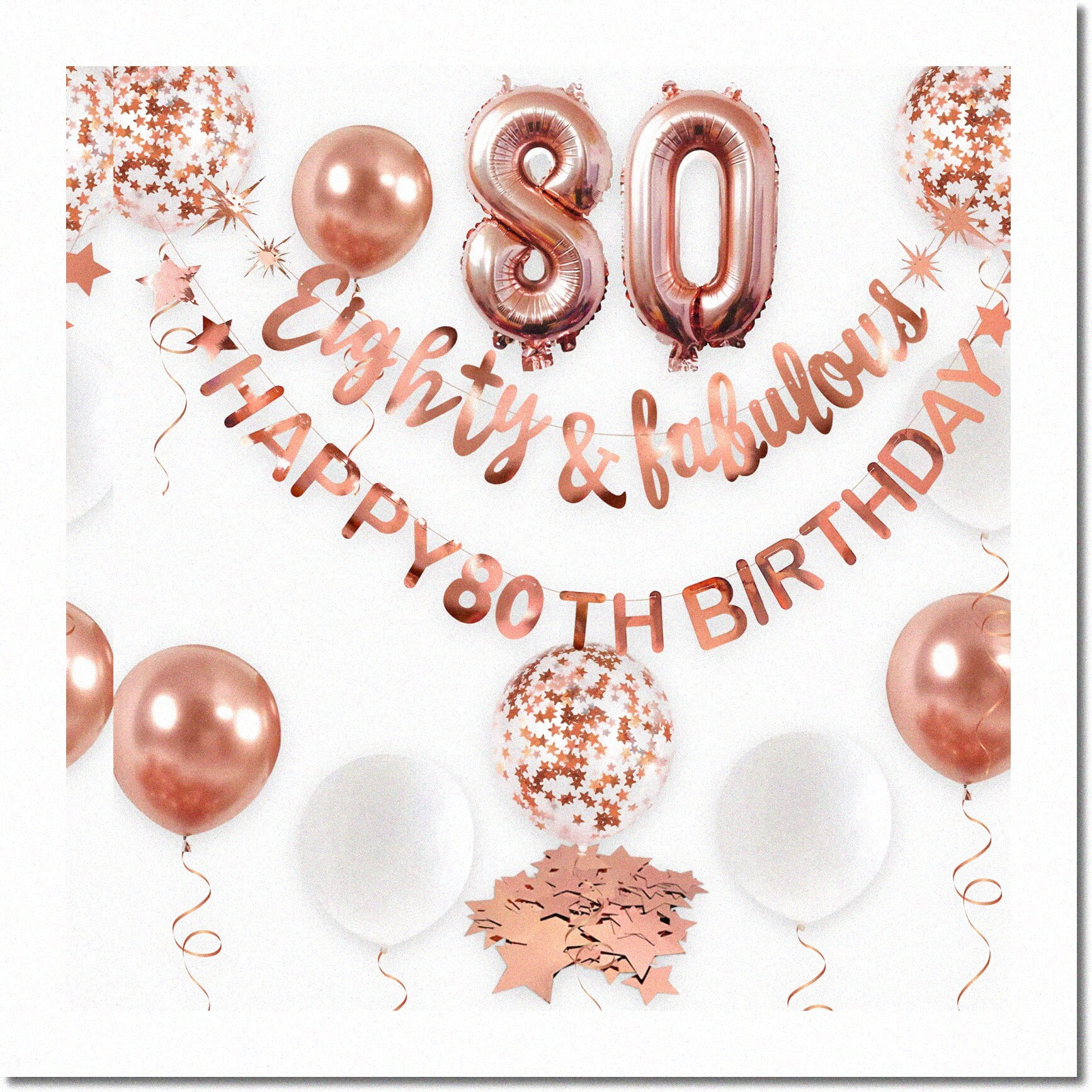 Golden Jubilee Celebration Kit - Rose Gold 80th Birthday Décor Set with ...