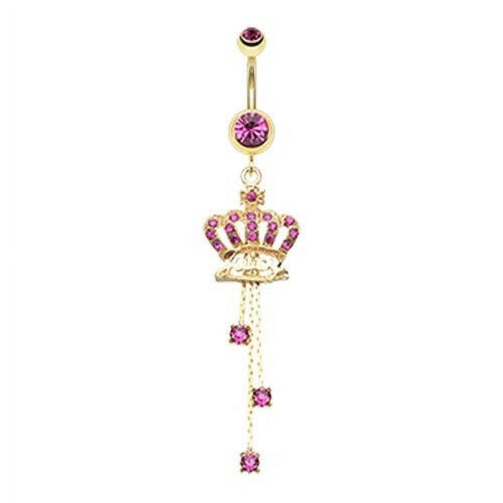 Golden Juicy Crown Sparkle Belly Button Ring - Walmart.com