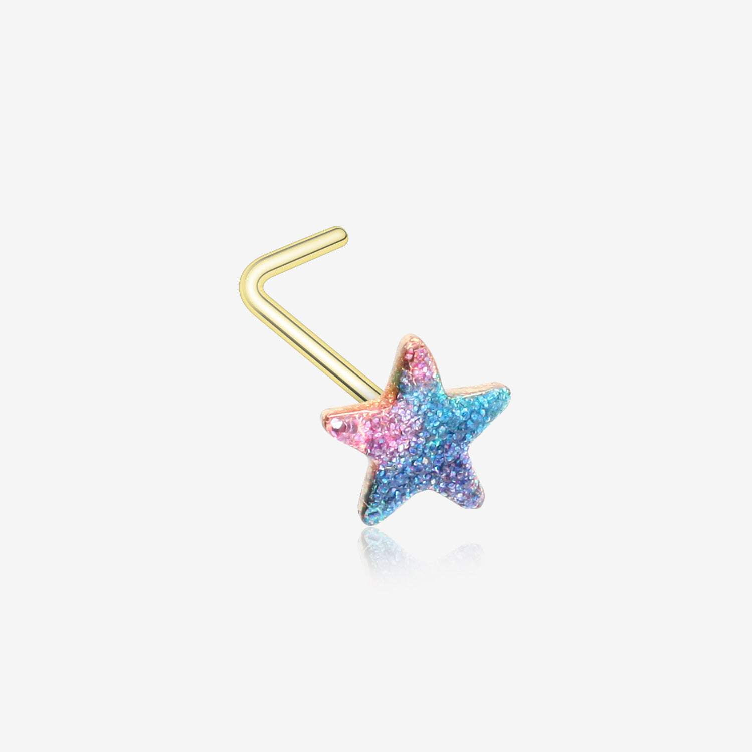 Golden Kawaii Pop Star Iridescent Sparkle L-Shaped Nose Ring - Walmart.com