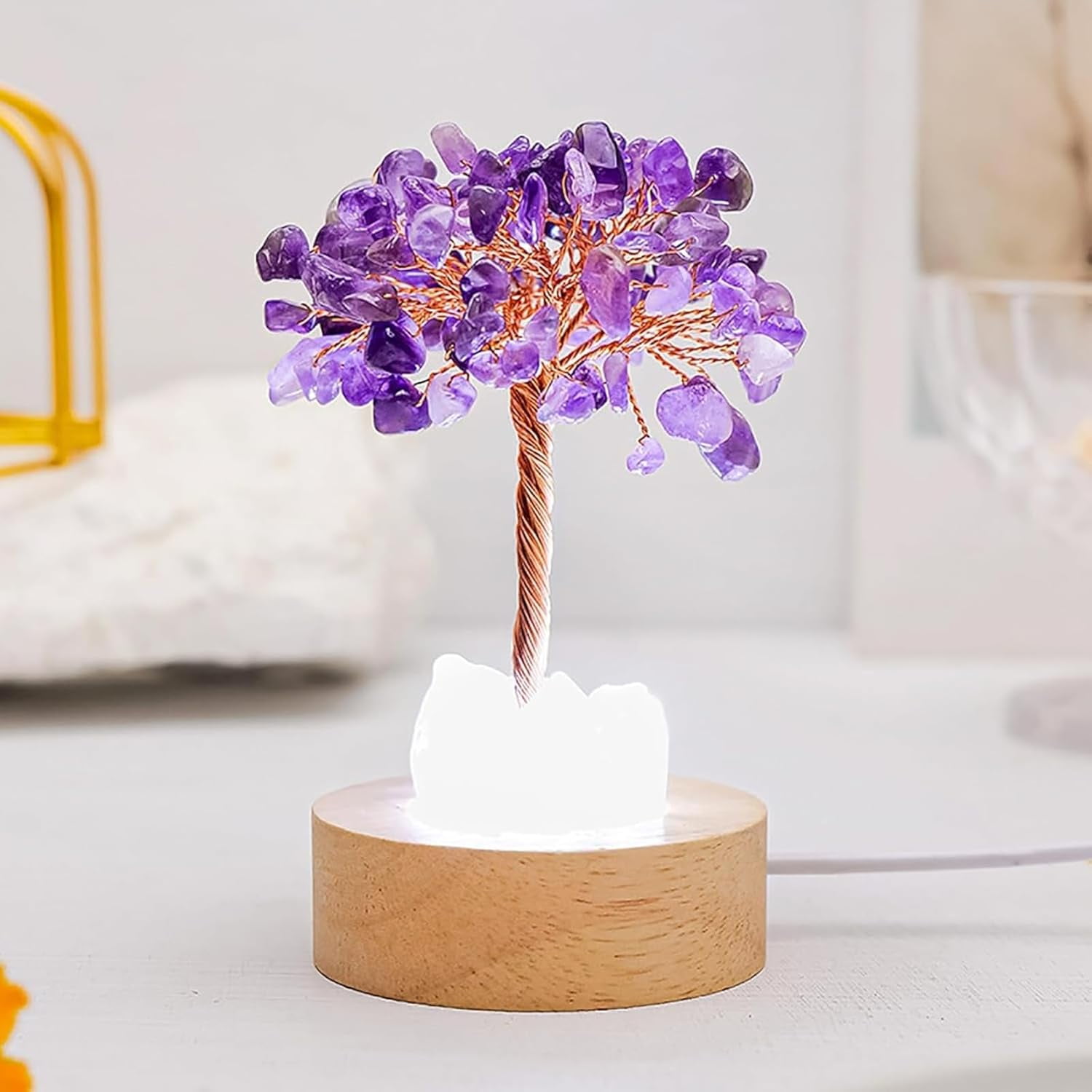 Golden Lamp of Wealth - Citrine Tree, Natural Crystal Tree Night Light ...