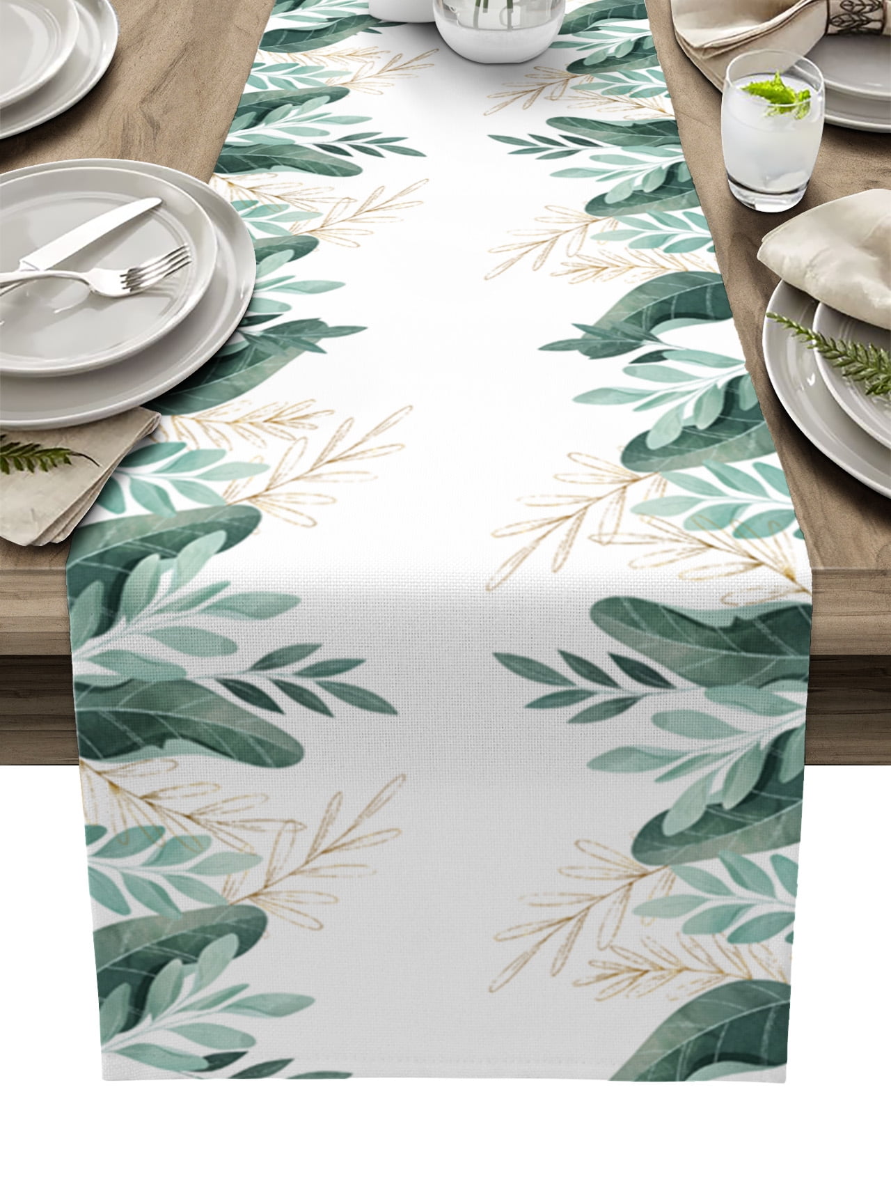 Golden Leaves Black Background Table Runner Wedding r Table Cover ...
