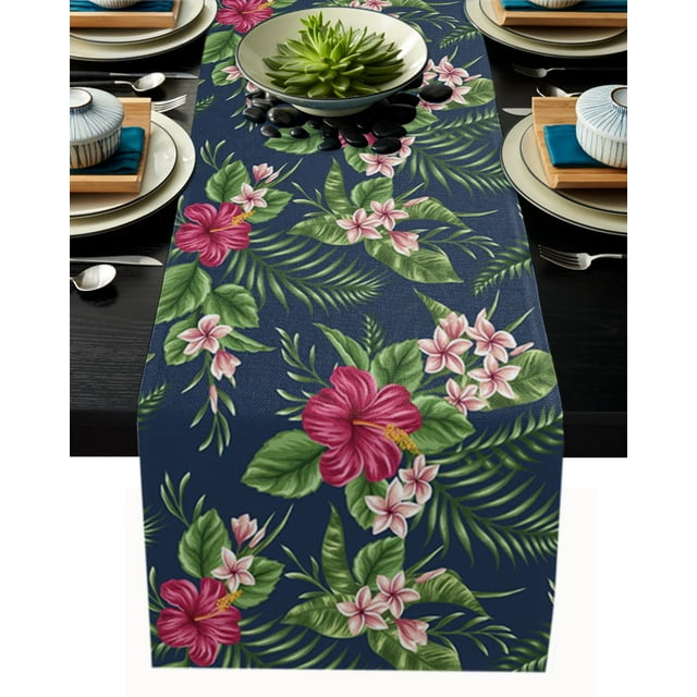 Golden Leaves Black Background Table Runner for Dining Table Wedding ...