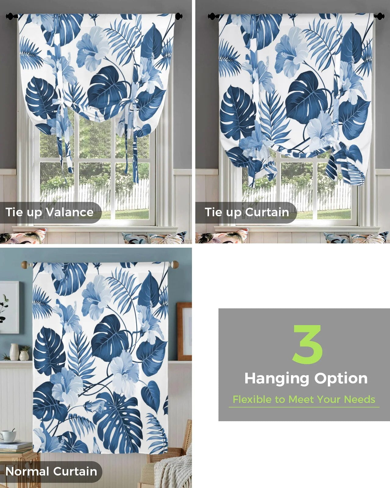 Golden Leaves Black Background Window Curtain for Living Room Bedroom ...