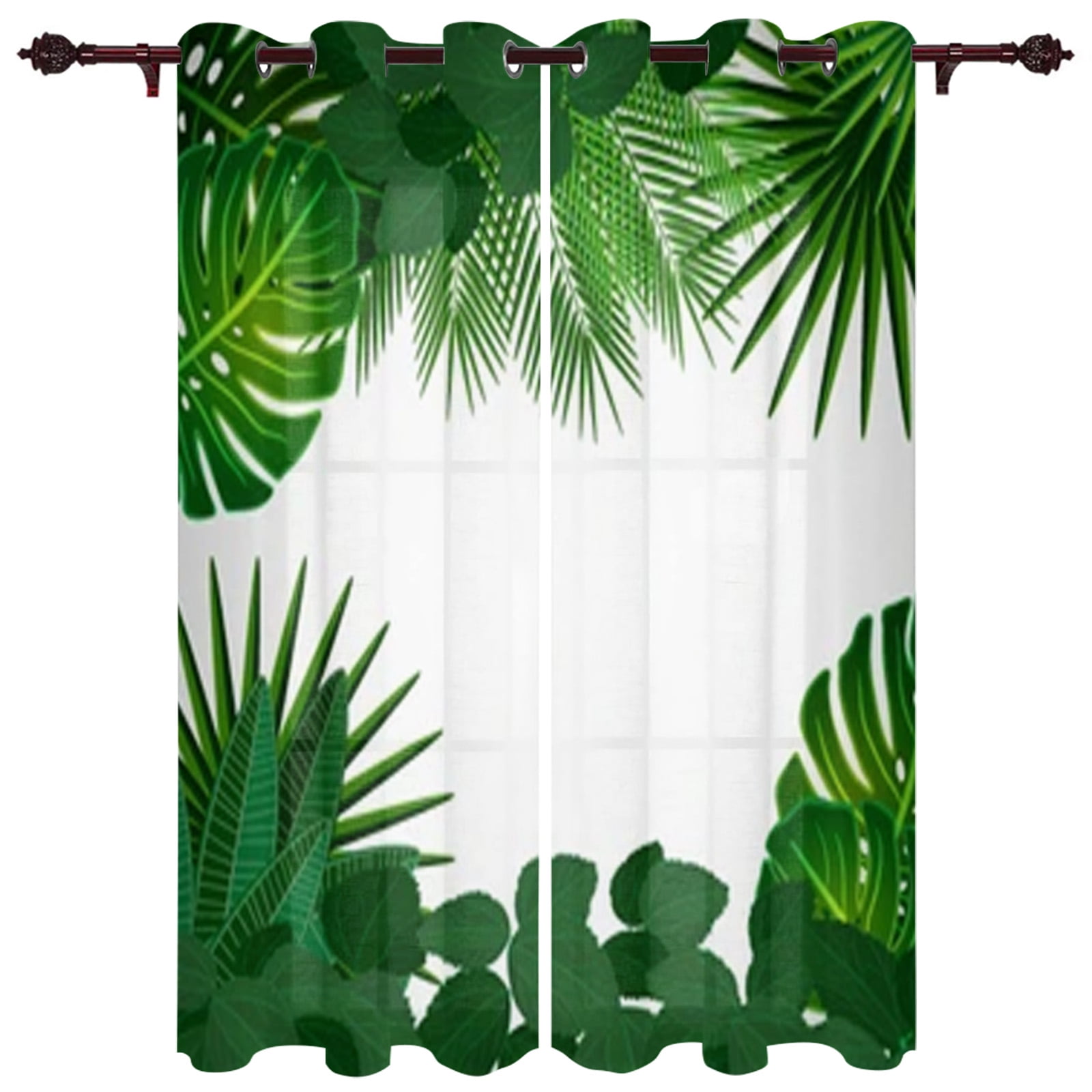 Golden Leaves Black Background Window Curtains Kids Room Living Room ...