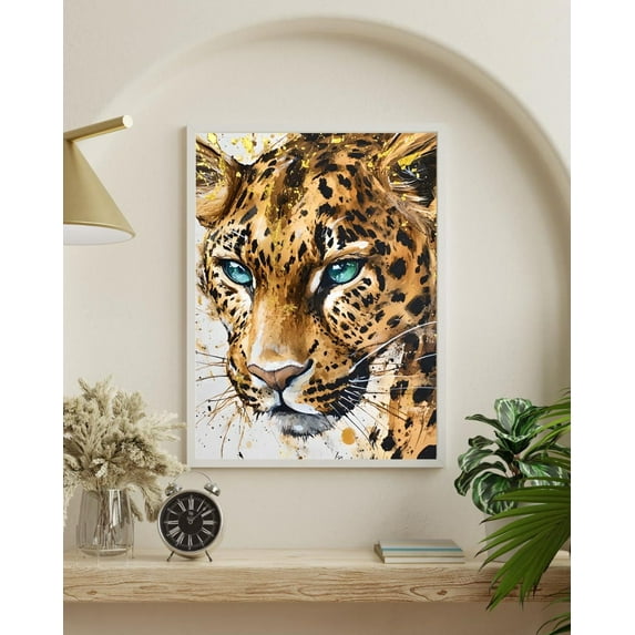 Golden Leopard Print Sparkle Splatter Jungle Art Poster Decor, Unframed ...