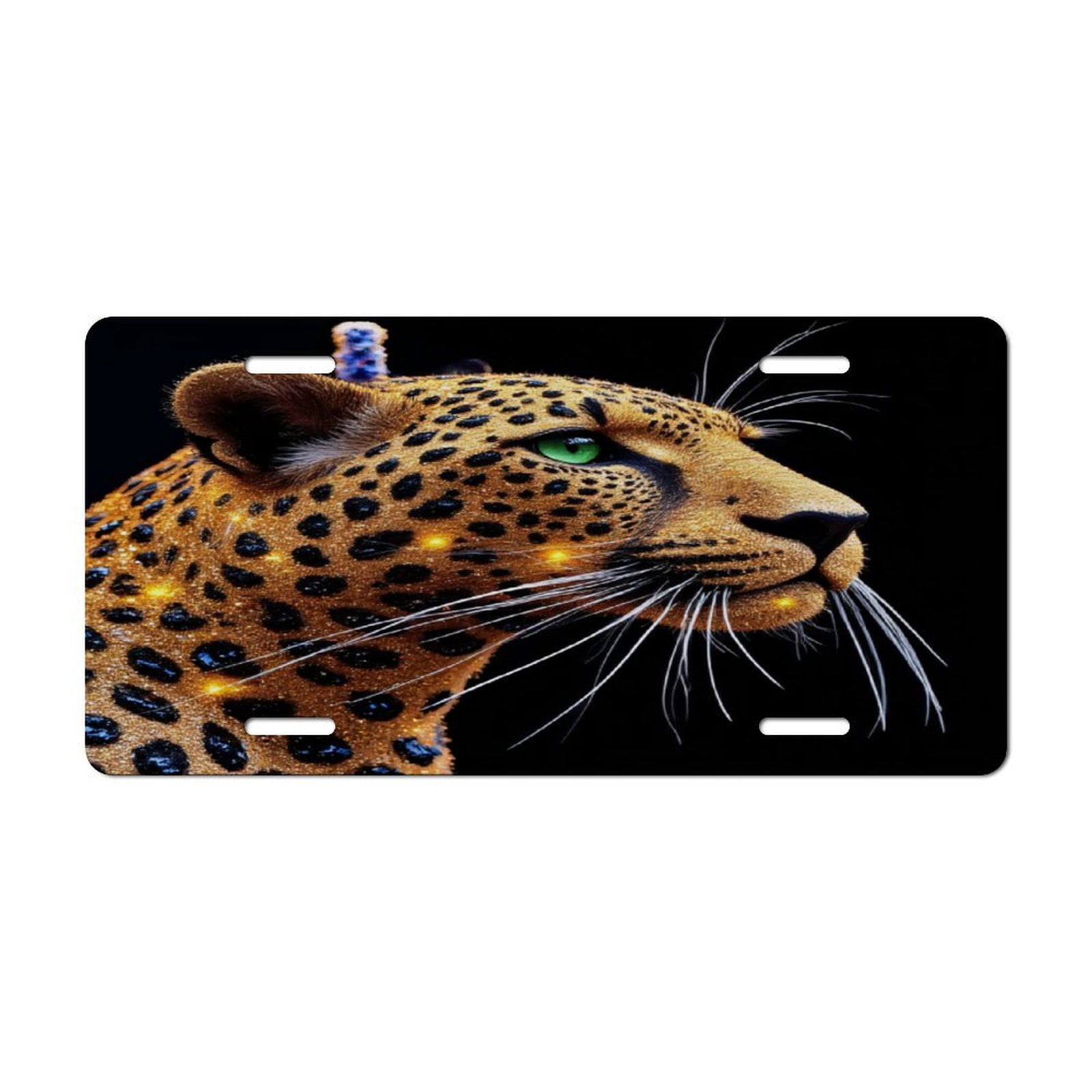 Golden Leopard with Sparkling Spots Car Decorative Front License Plate ...