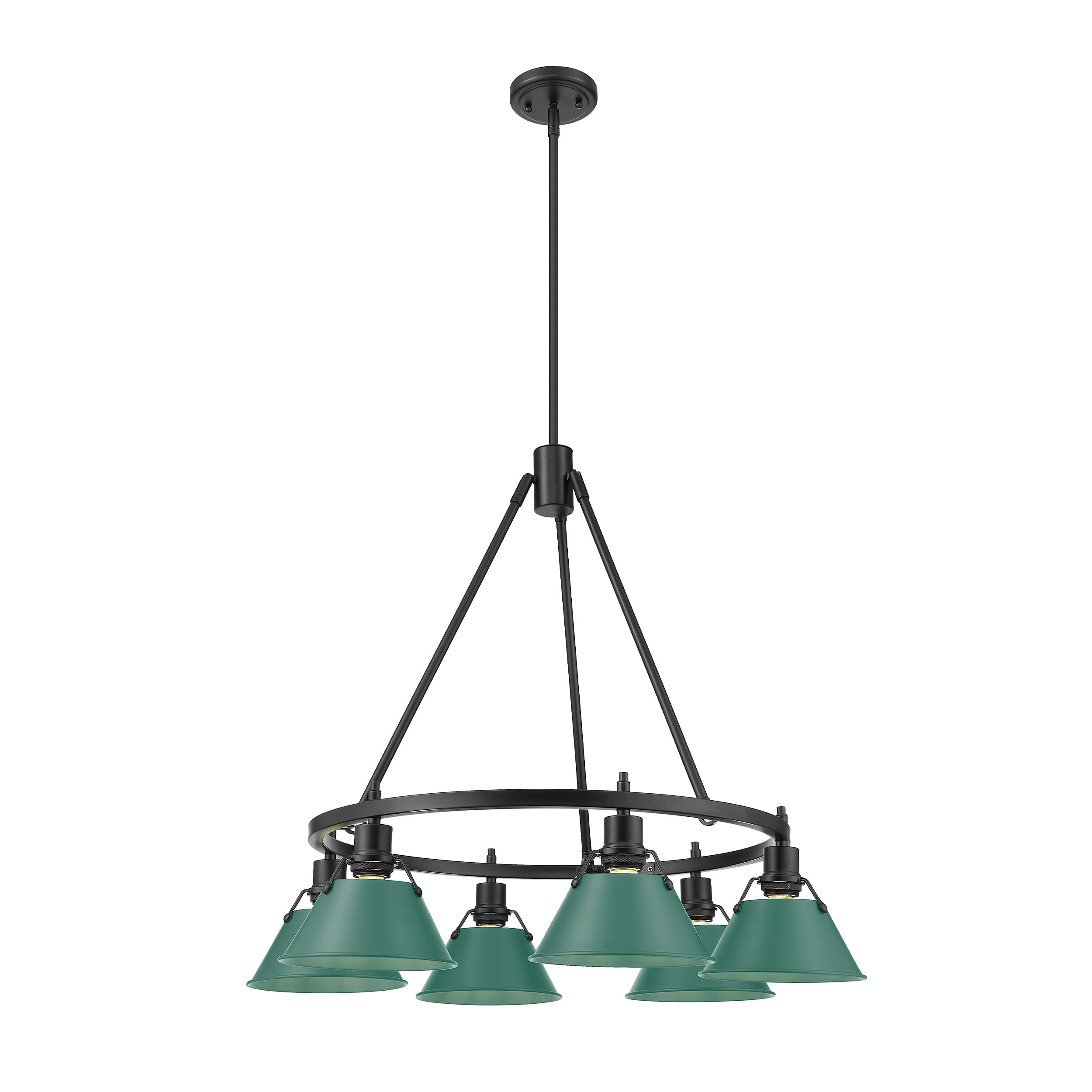 Golden Lighting 3306-6 BLK-GN Orwell 6-Light Chandelier in Matte Black ...