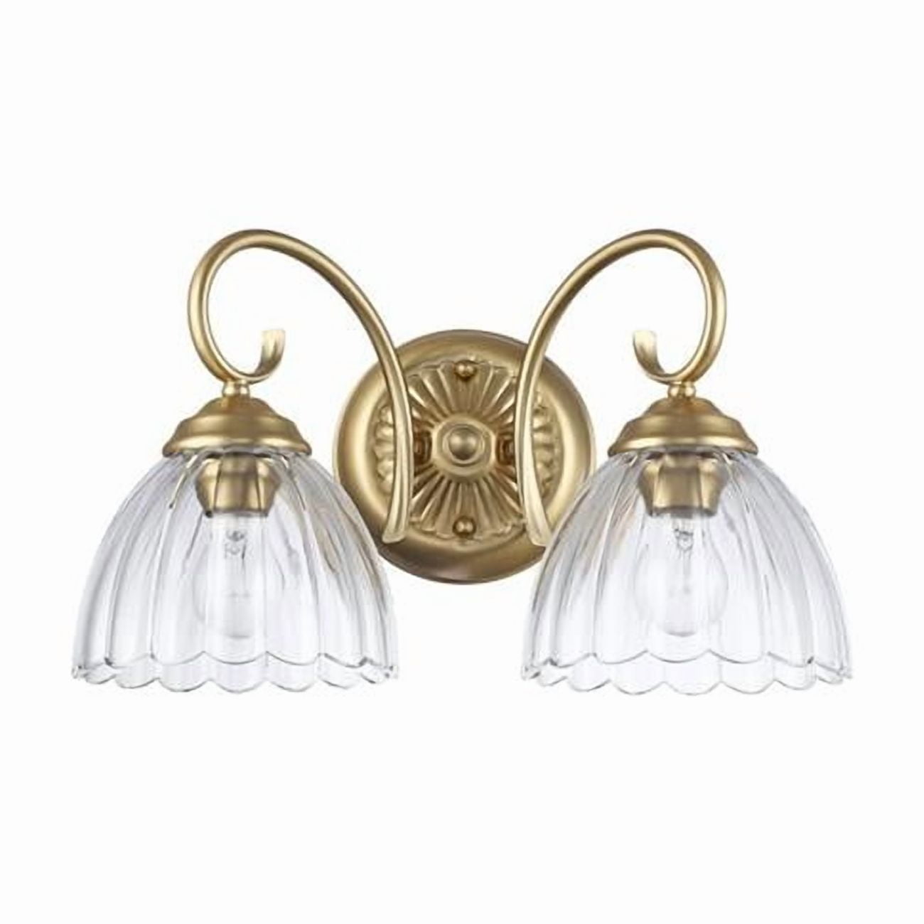Golden Lighting 6952-BA2 BCB-CLR Audra 2-Light Vanity Light in Brushed ...