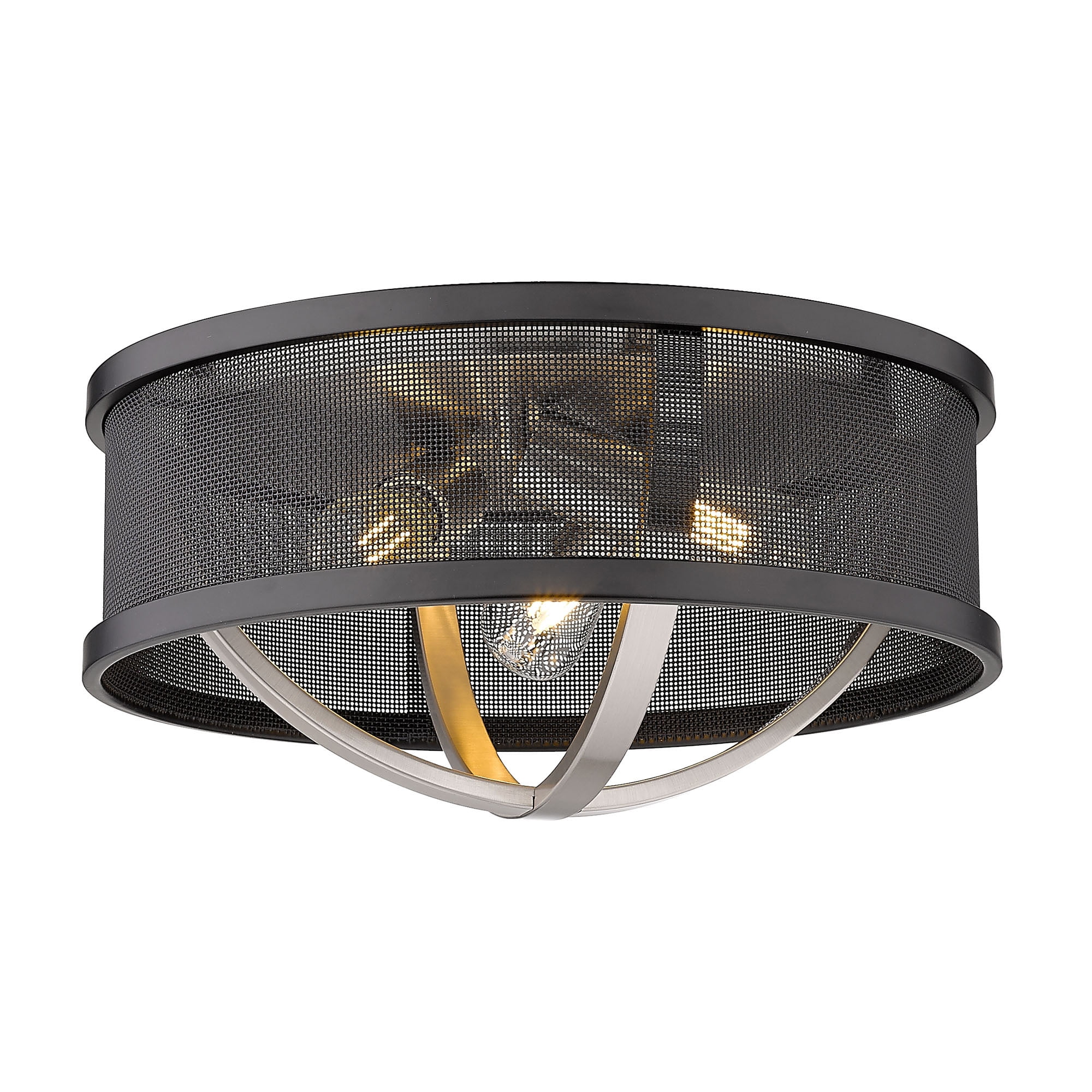 Golden Lighting Colson Flush Mount - 15" (with Shade) in Pewter Matte ...