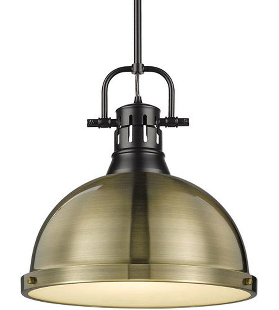 3604-L BLK-AB-Golden Lighting-Duncan - 1 Light Rod Pendant in Classic ...
