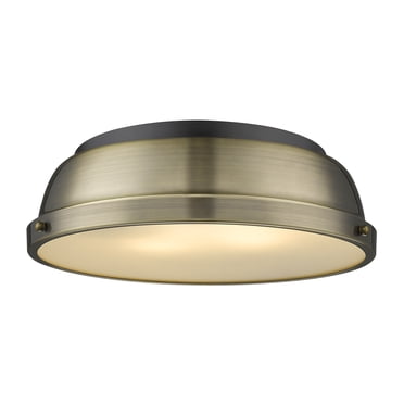 Duncan 14" Flush Mount in Aged Brass with a Gray Shade - Walmart.com