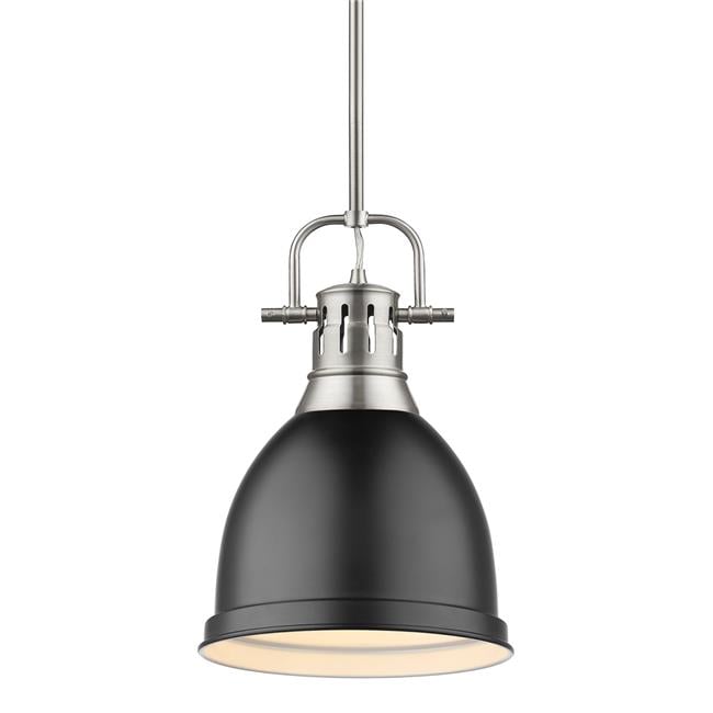 Golden Lighting Duncan Small Pendant Light with Rod & Matte Black Shade ...