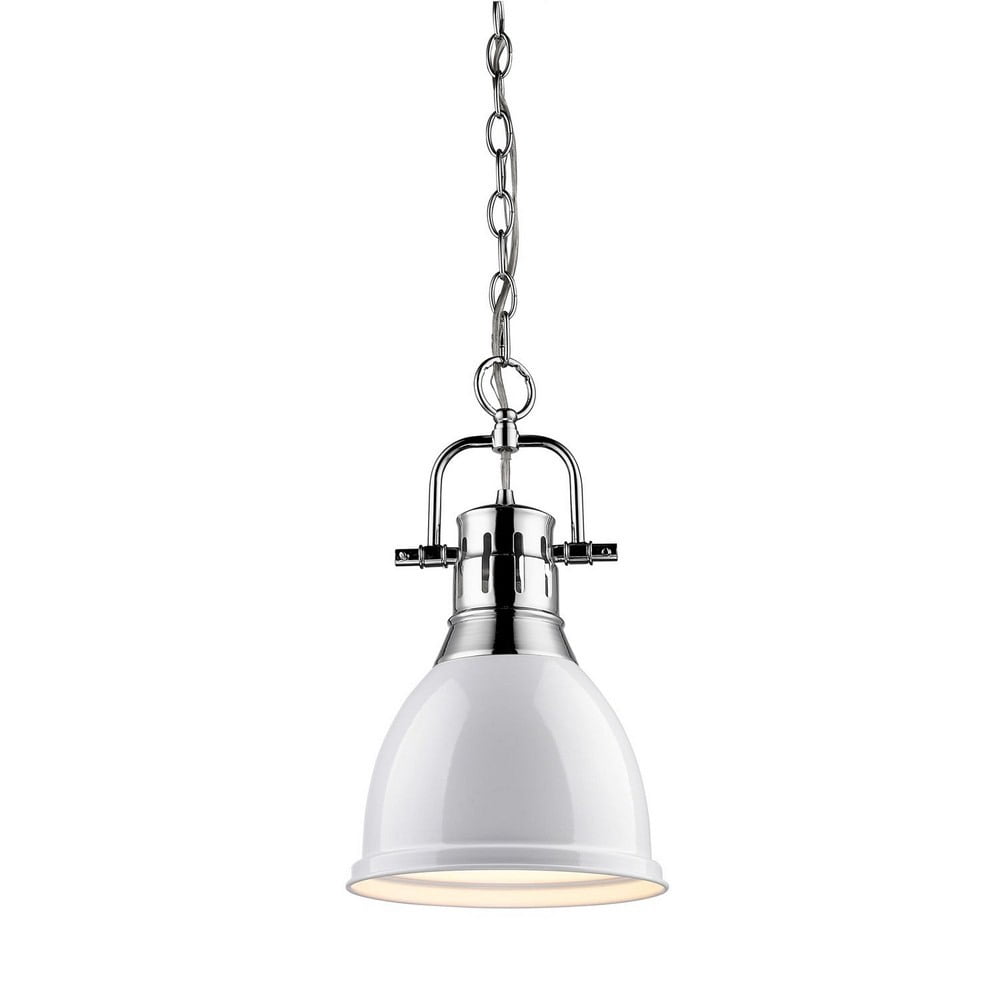 Golden Lighting Duncan Small Pendant with Chain in Chrome with White ...