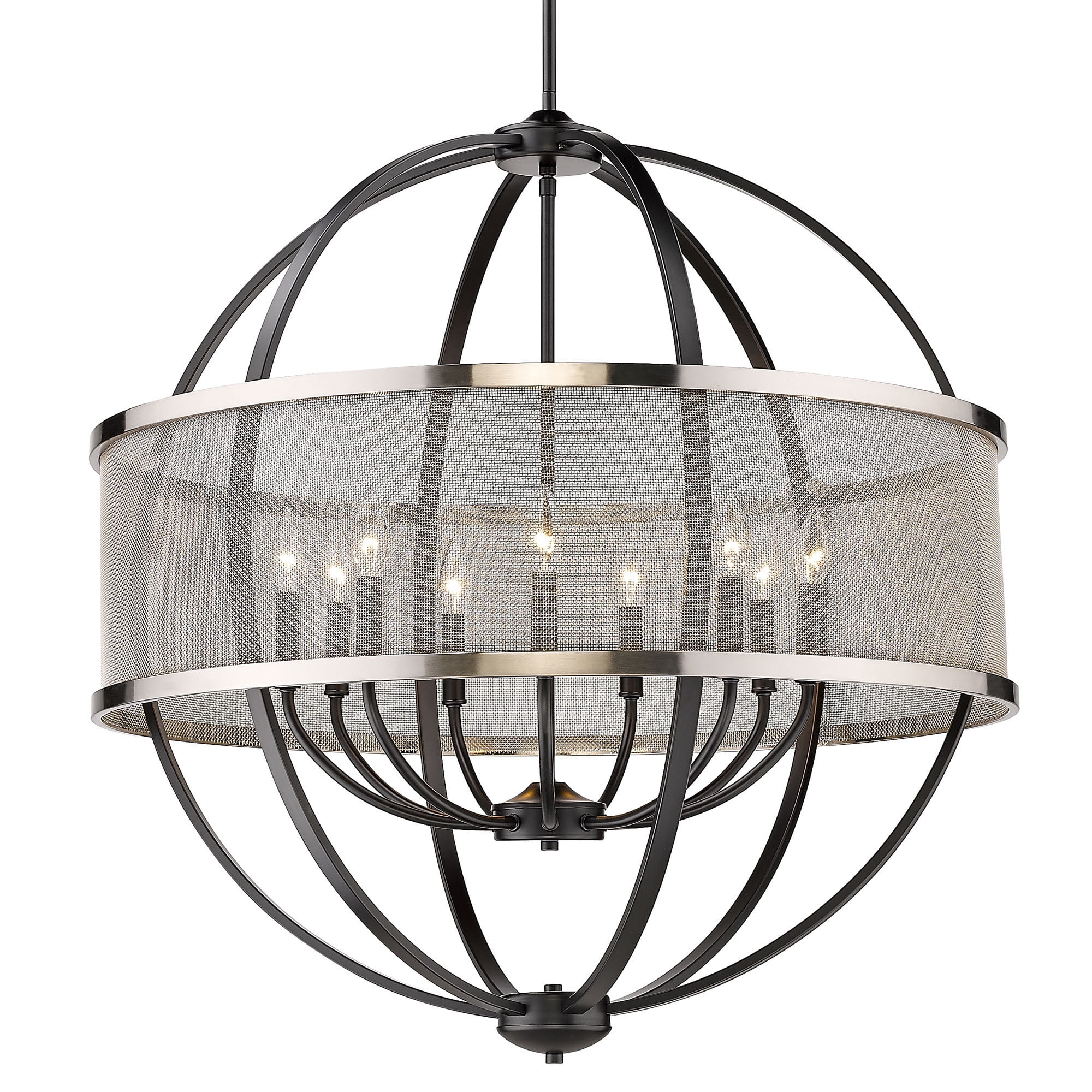 Golden Lighting Colson 9-Light Chandelier in Matte Black with Pewter ...