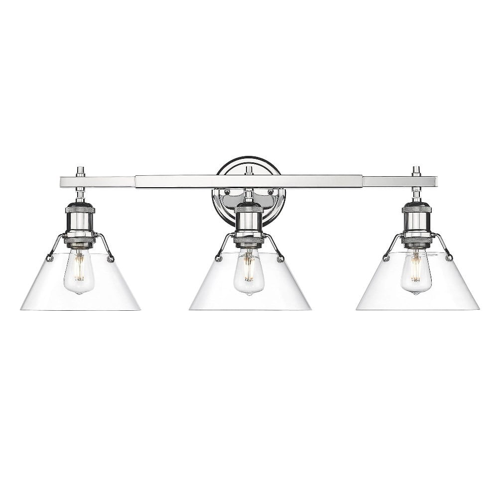 Golden Lighting Orwell 3 Light Bath Vanity in Chrome with Clear Glass ...
