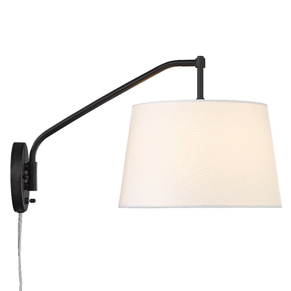 Golden Lighting Ryleigh Matte Black/White 1-Light Steel & Fabric Wall ...