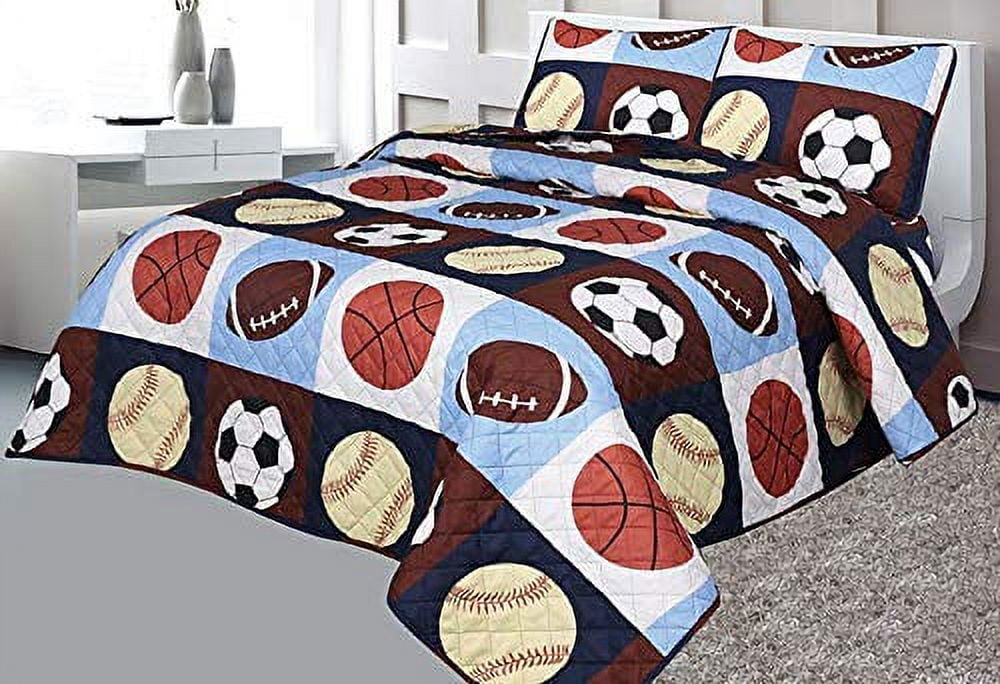 Golden Linens Full 3 Pieces Printed Navy, Sky Blue, Brown, Orange ...
