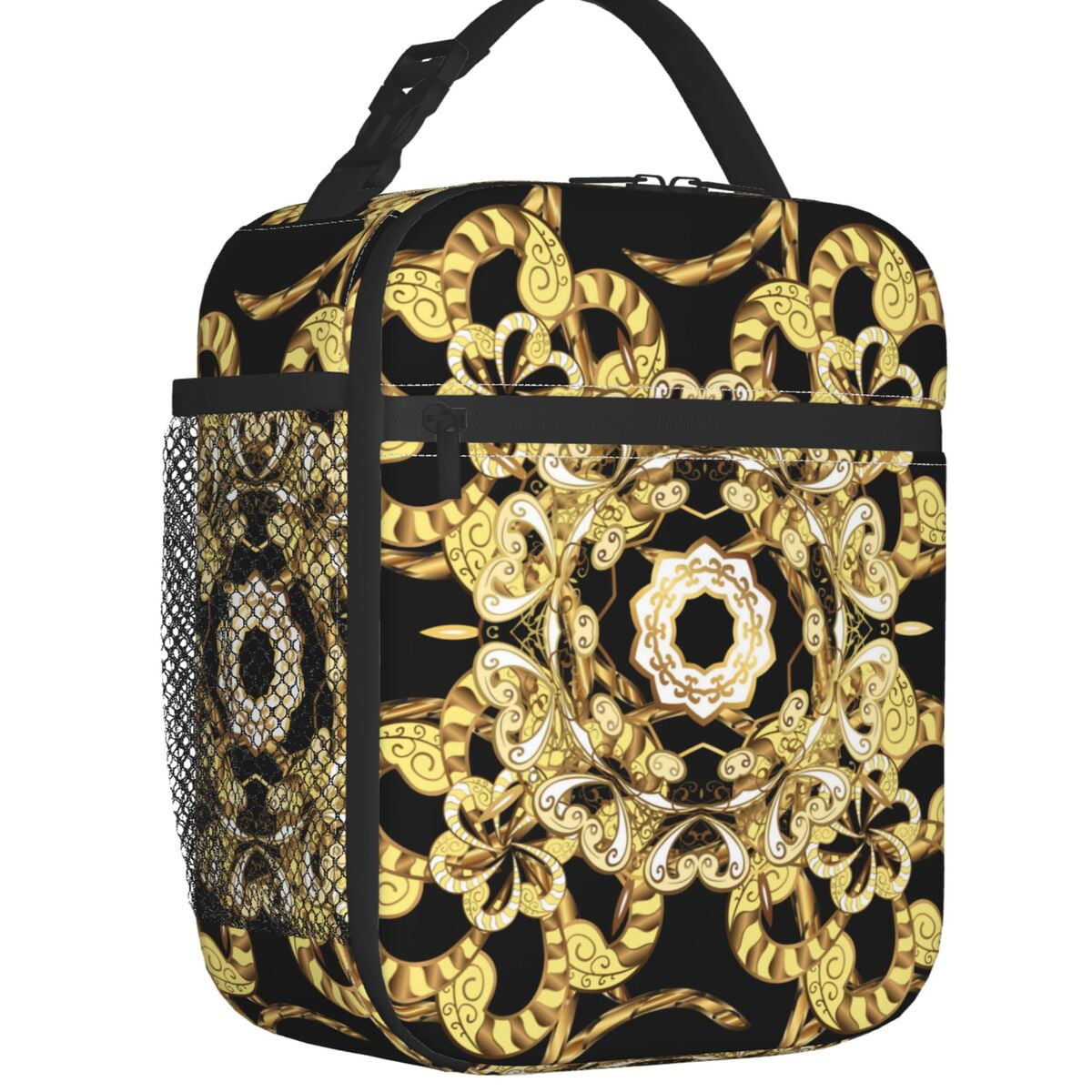 Golden Lion Baroque Print Insulated Lunch Bag Women Portable European ...