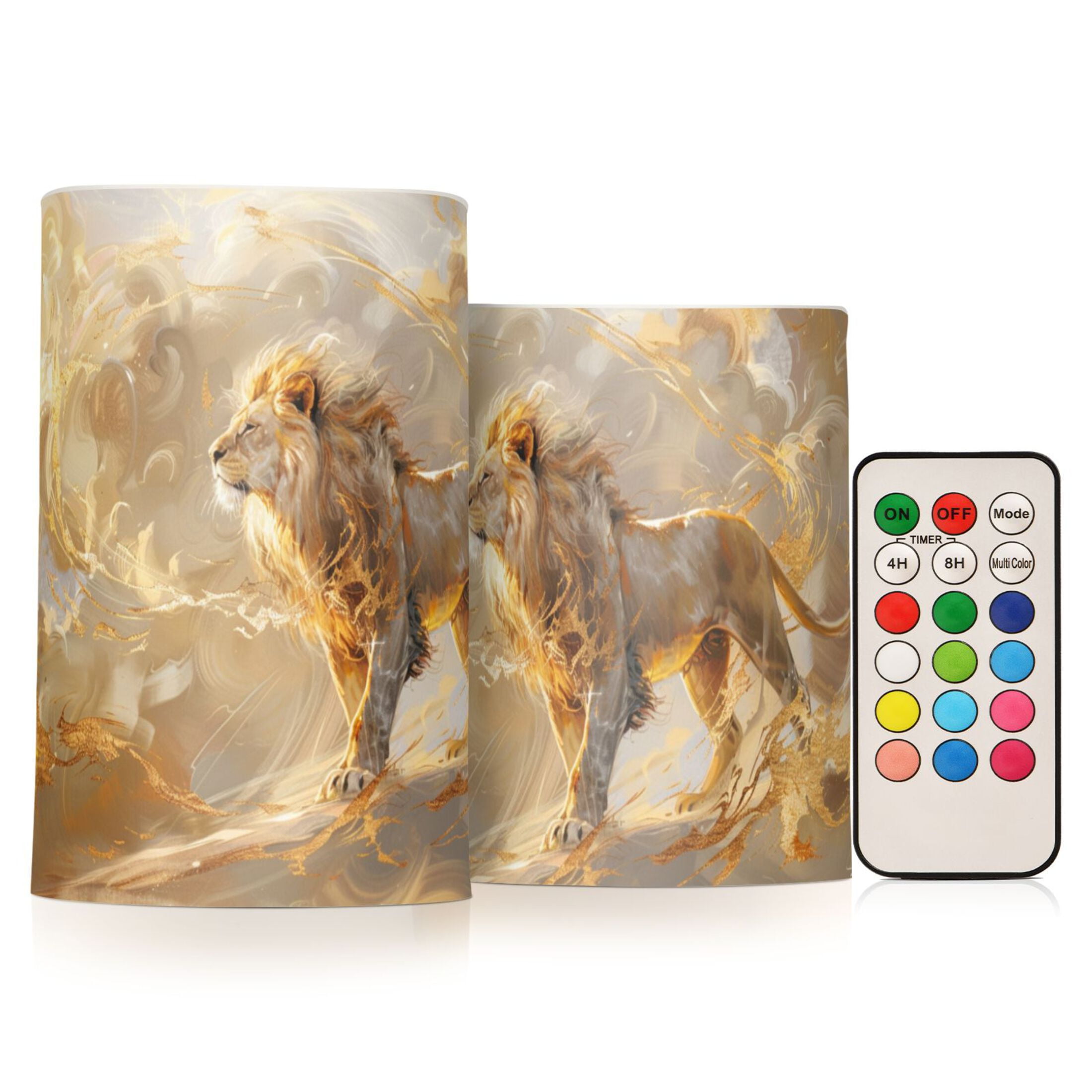 Golden Lion Painting Flickering Flameless Candles LED Tealight Battery ...