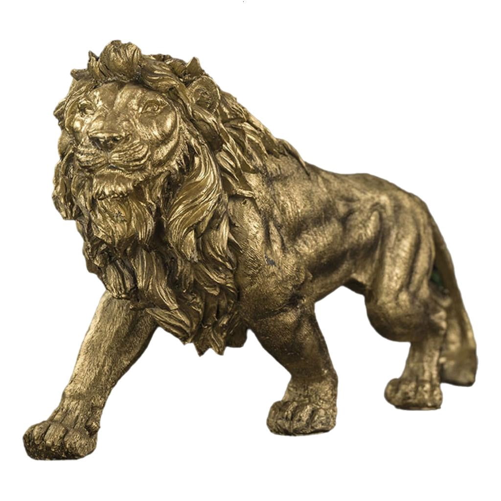 Golden Lion Statue Floor Home Decor Art Big Resin Sculpture New Year ...