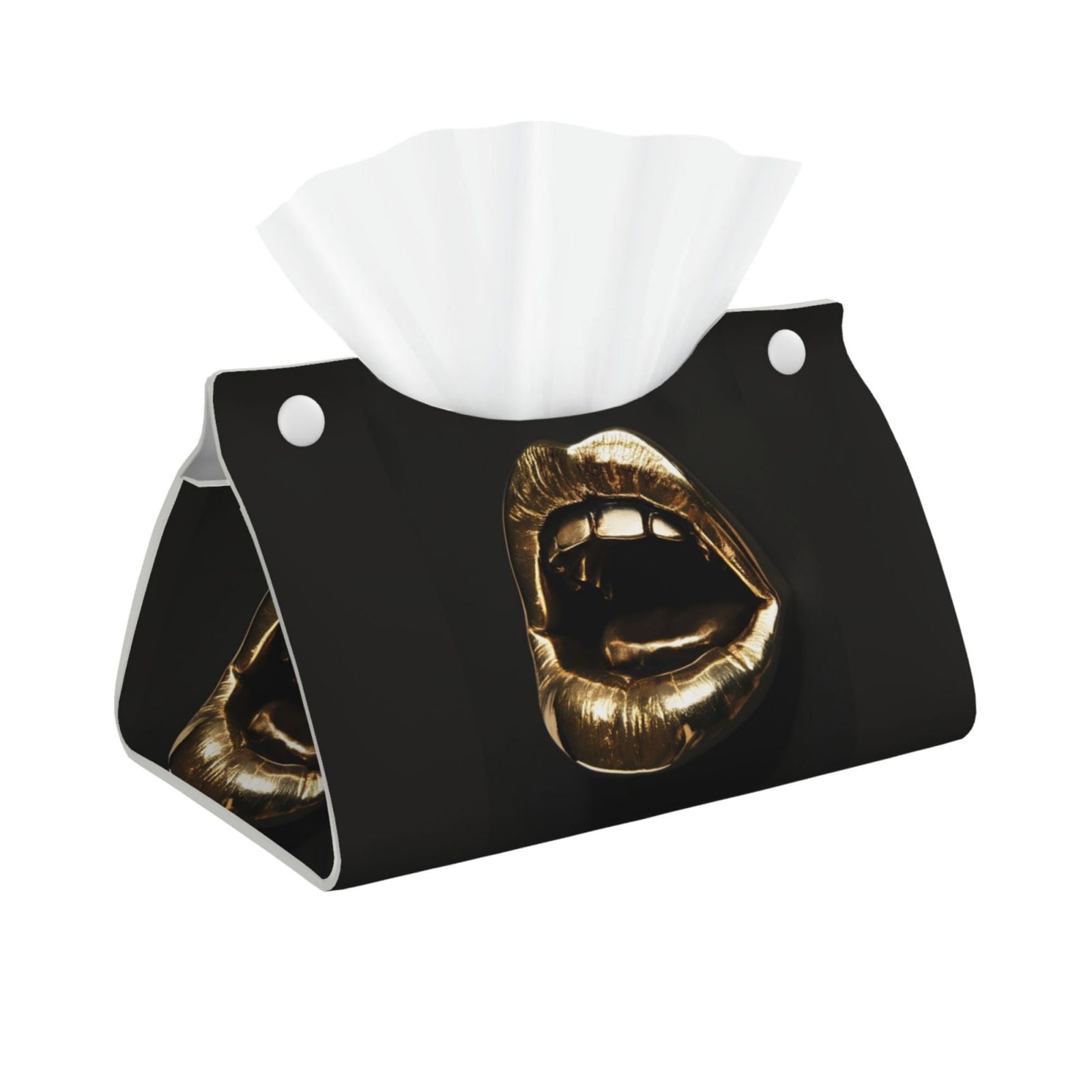 Golden Lips Modern Sculpture Leather Tissue Box Cover - Long PVC Tissue ...