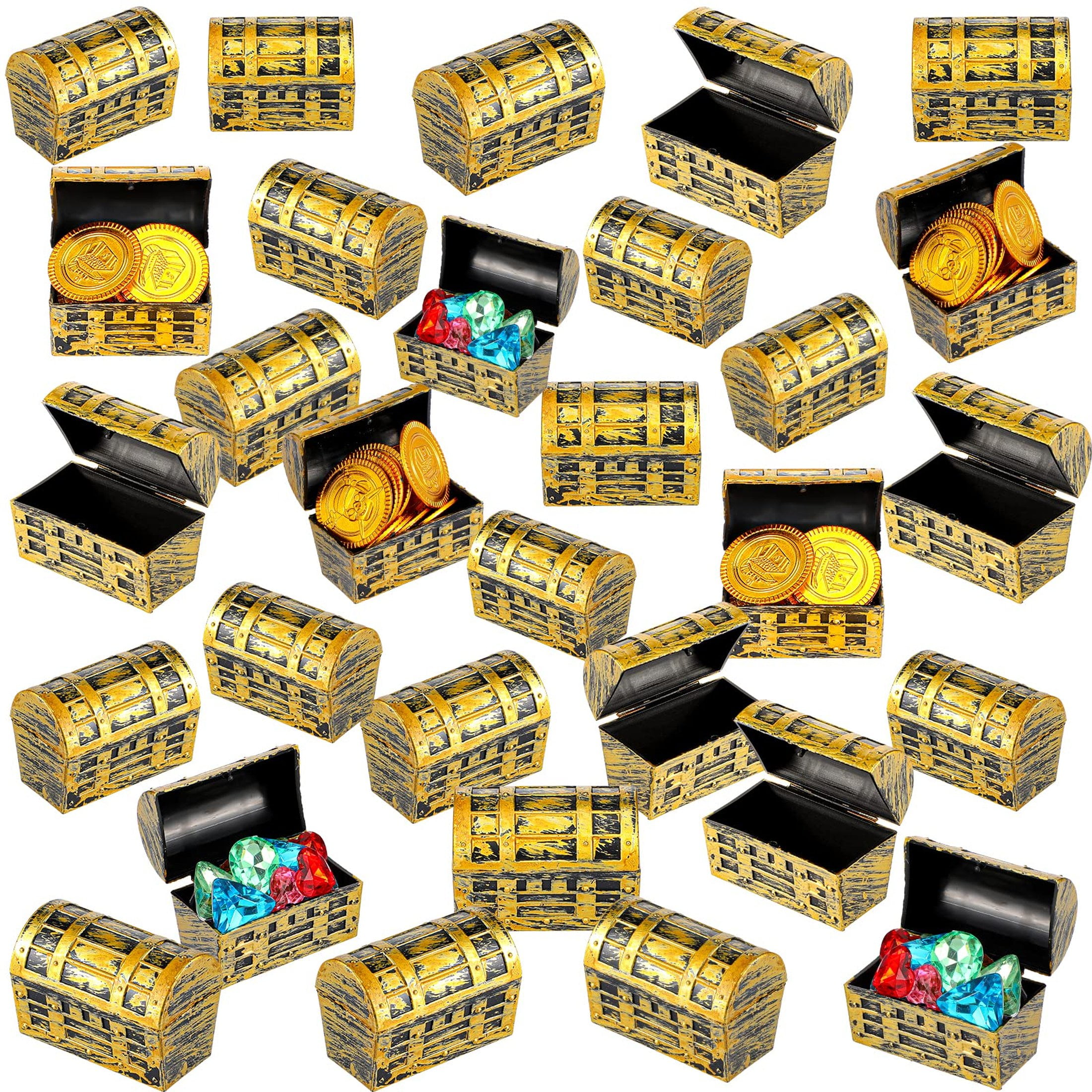 Golden Loot Pirate Chests - Set of 32 Mini Plastic Treasure Chests for ...