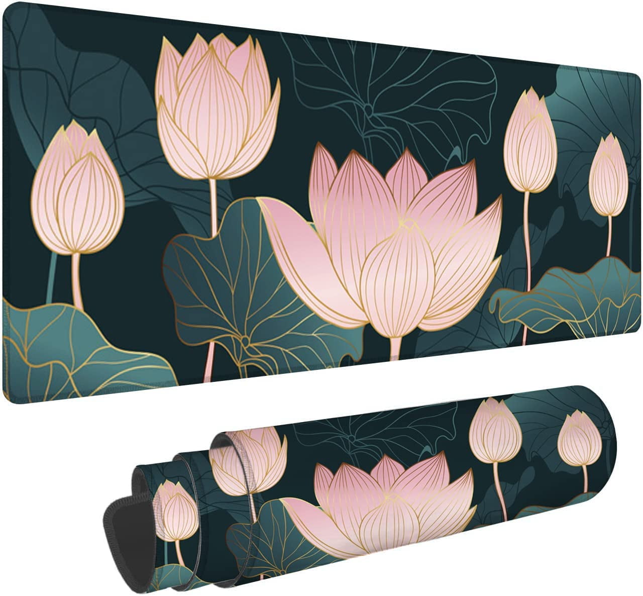 Golden Lotus Gaming Mouse Pad Large Mouse Mat XL Desk Mat Extended ...