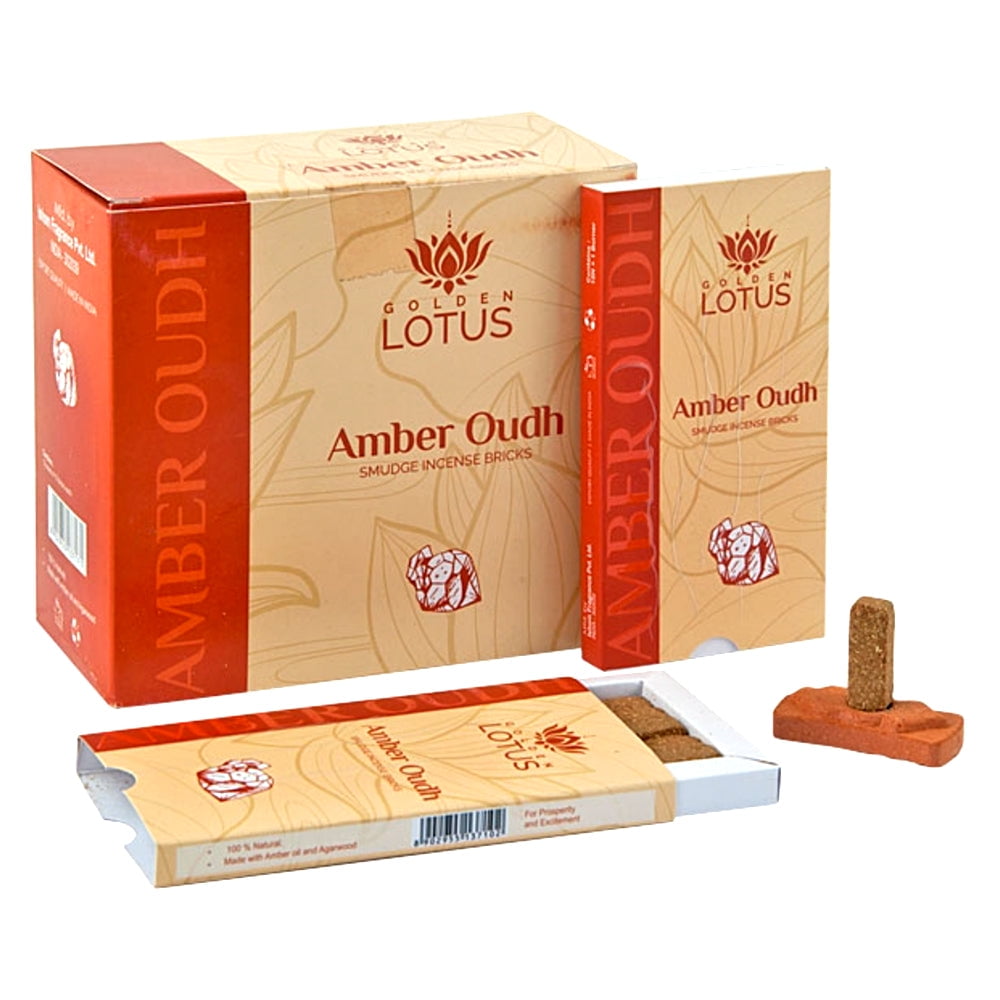 Golden Lotus Natural Smudge Incense Bricks, 180 Brick Bulk Box - Amber ...